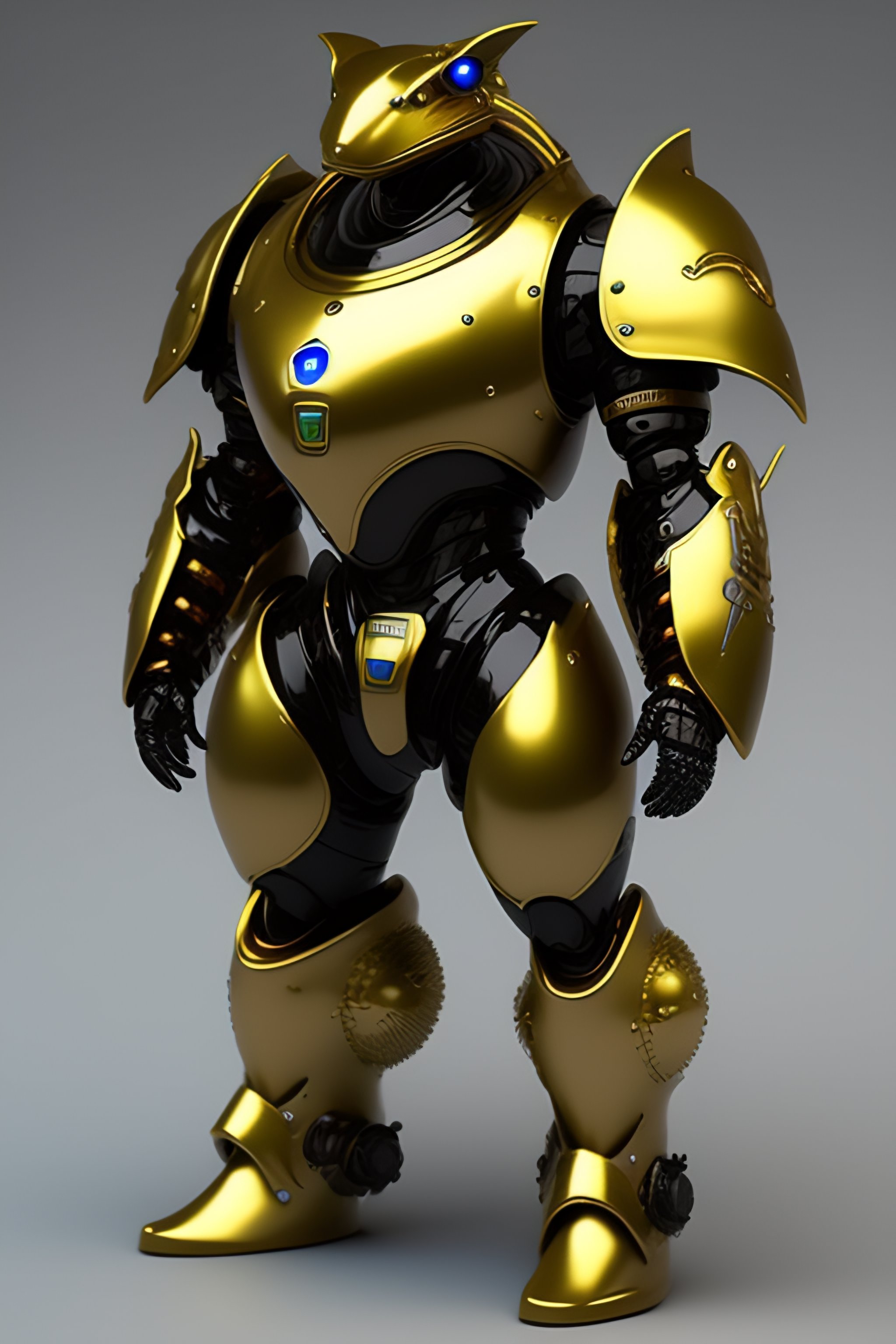 Lexica - Cyberpunk style robot frog battle armor full body pristine