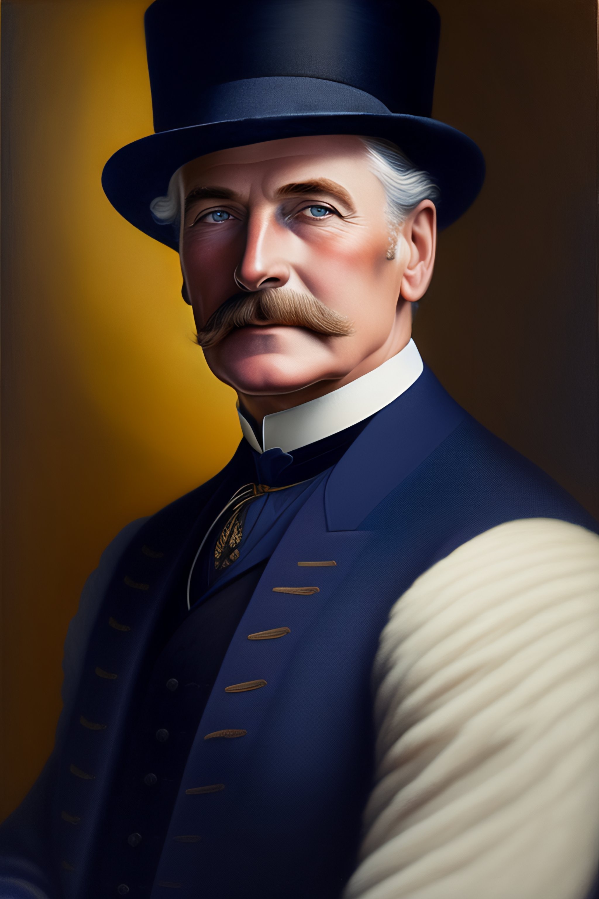 Lexica - An painting of an old Edwardian man wearing a navy blue ...