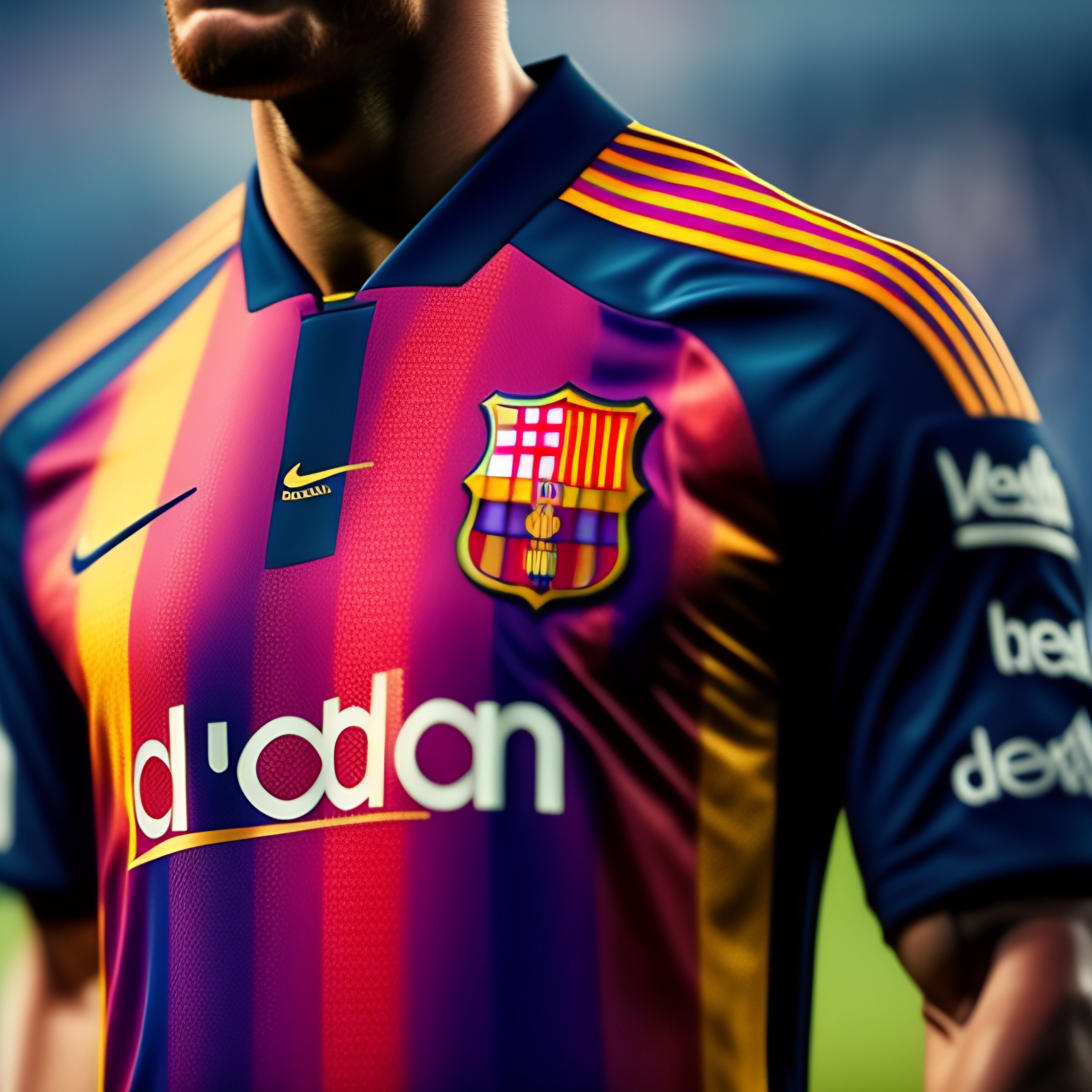 Lexica - Messi realistic intricated details in barcelona kit