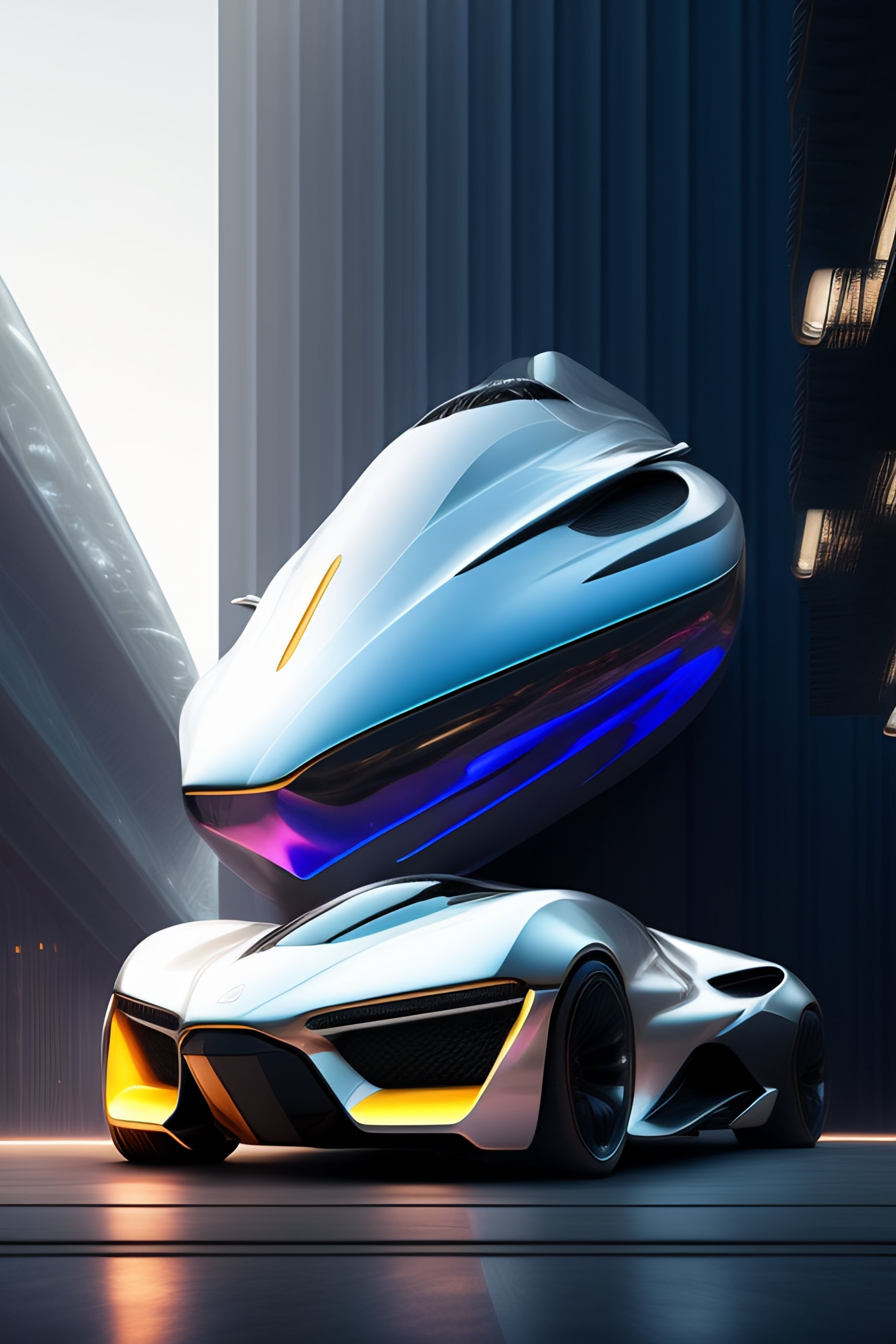 Lexica - Wide shot of translucent super deportive vehicle reminiscent ...