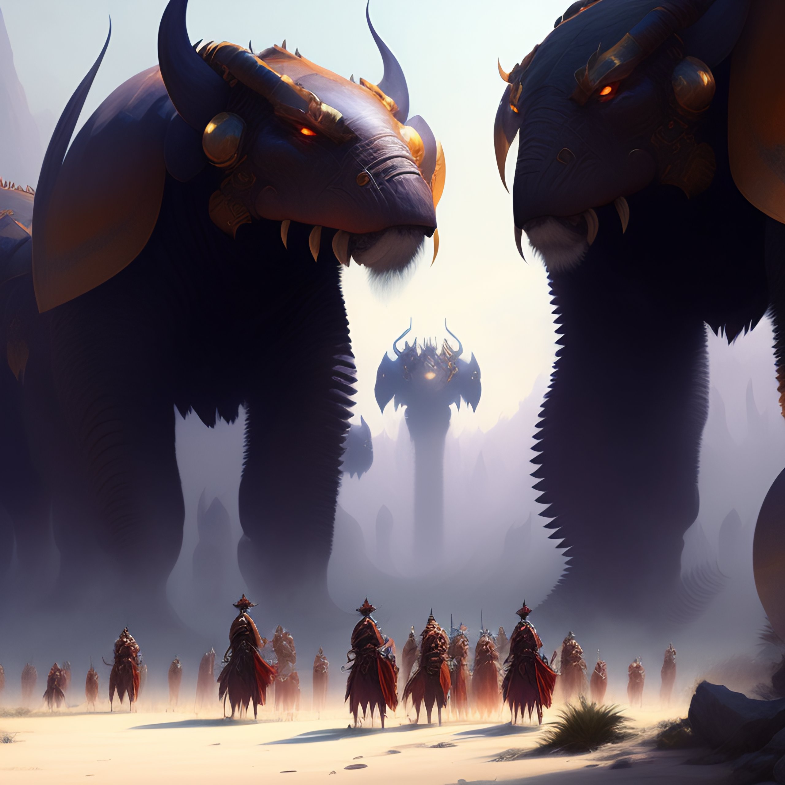 Lexica - A group of giant mostrous fomorians, by greg rutkowski