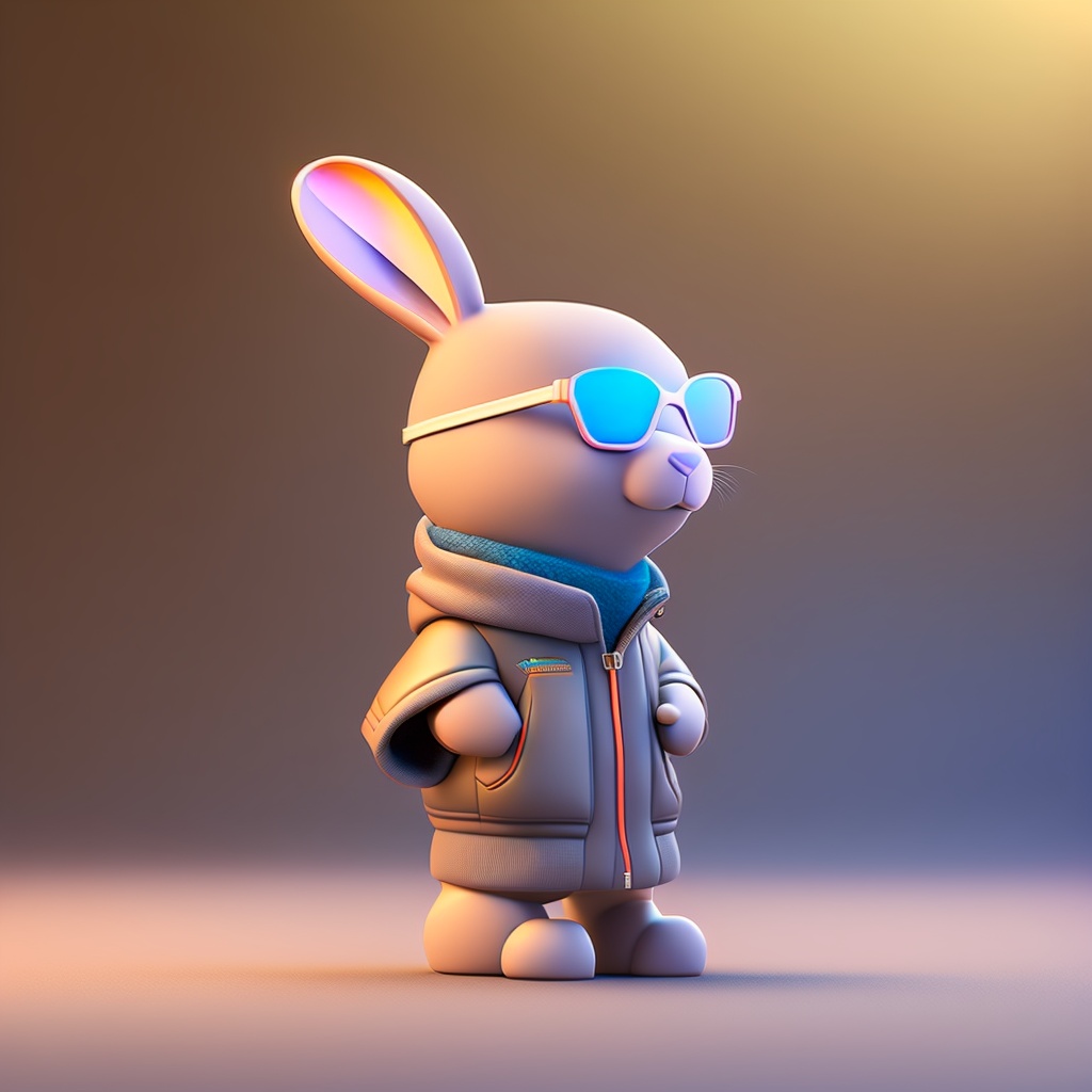 Lexica - An iconic 3D clay render of a pop rabbit in a trendy outfit ...