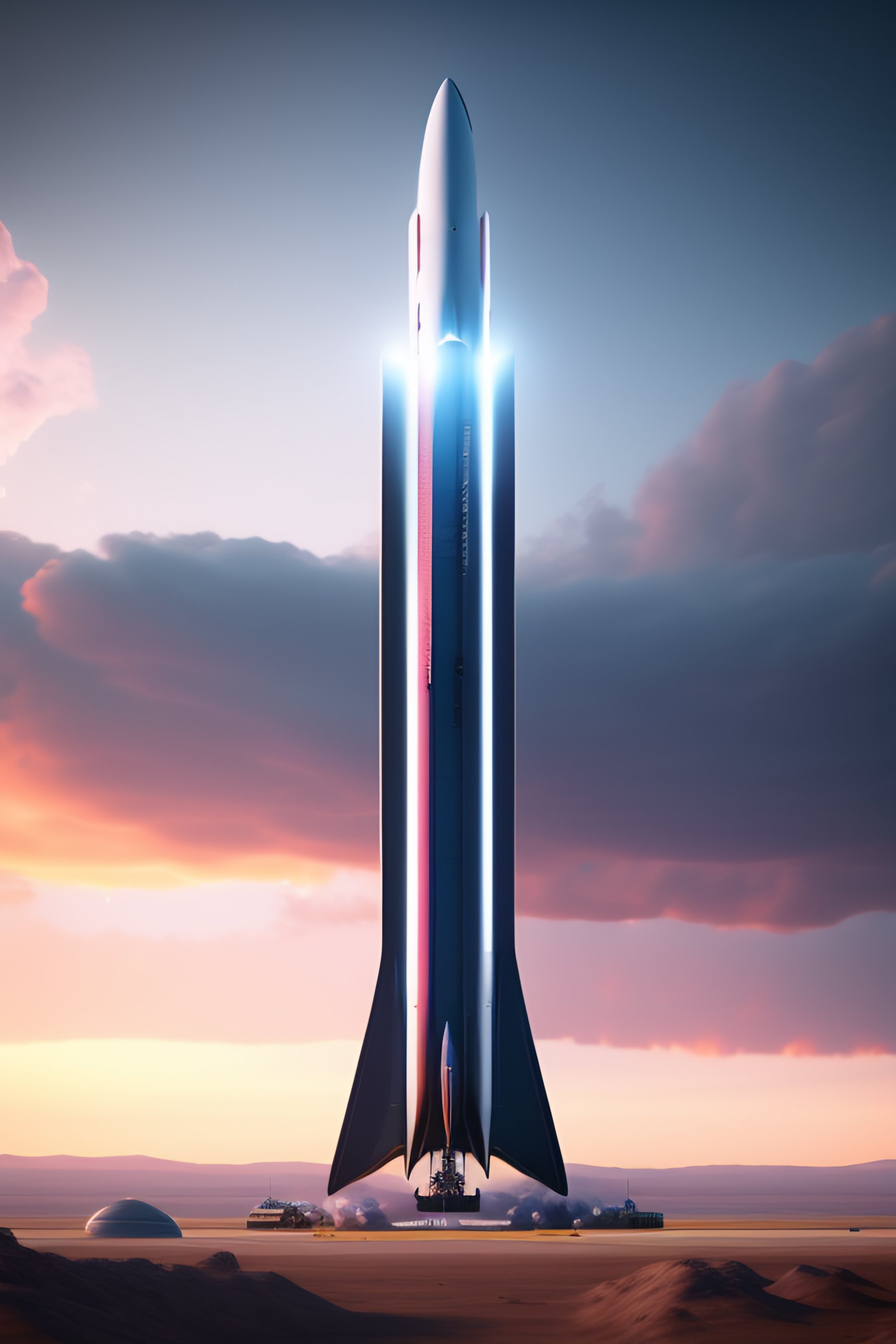 Lexica - Photograph of Spacex starship on top of heavy Falcon rocket ...