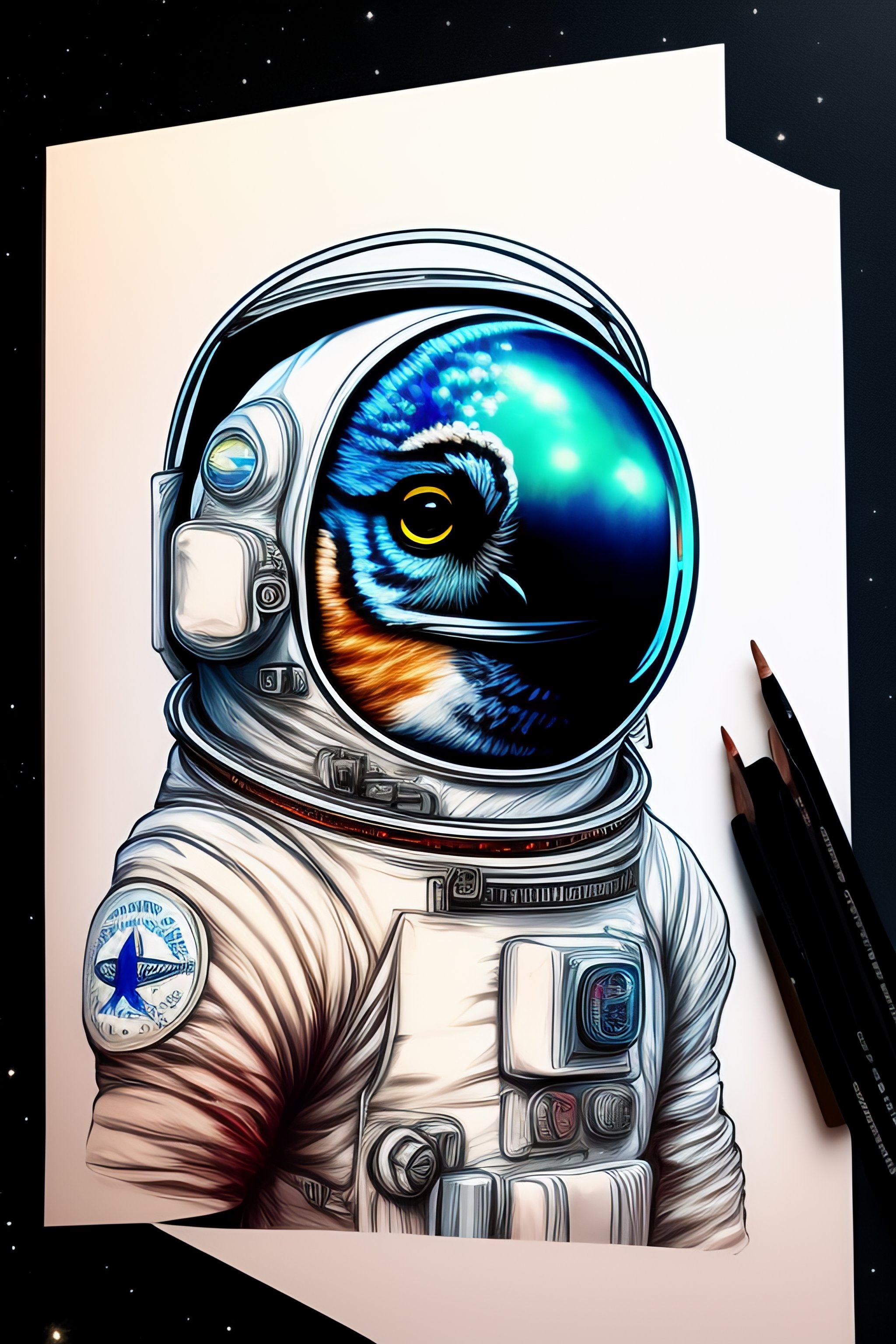 Lexica - Space astronaut owl sketch