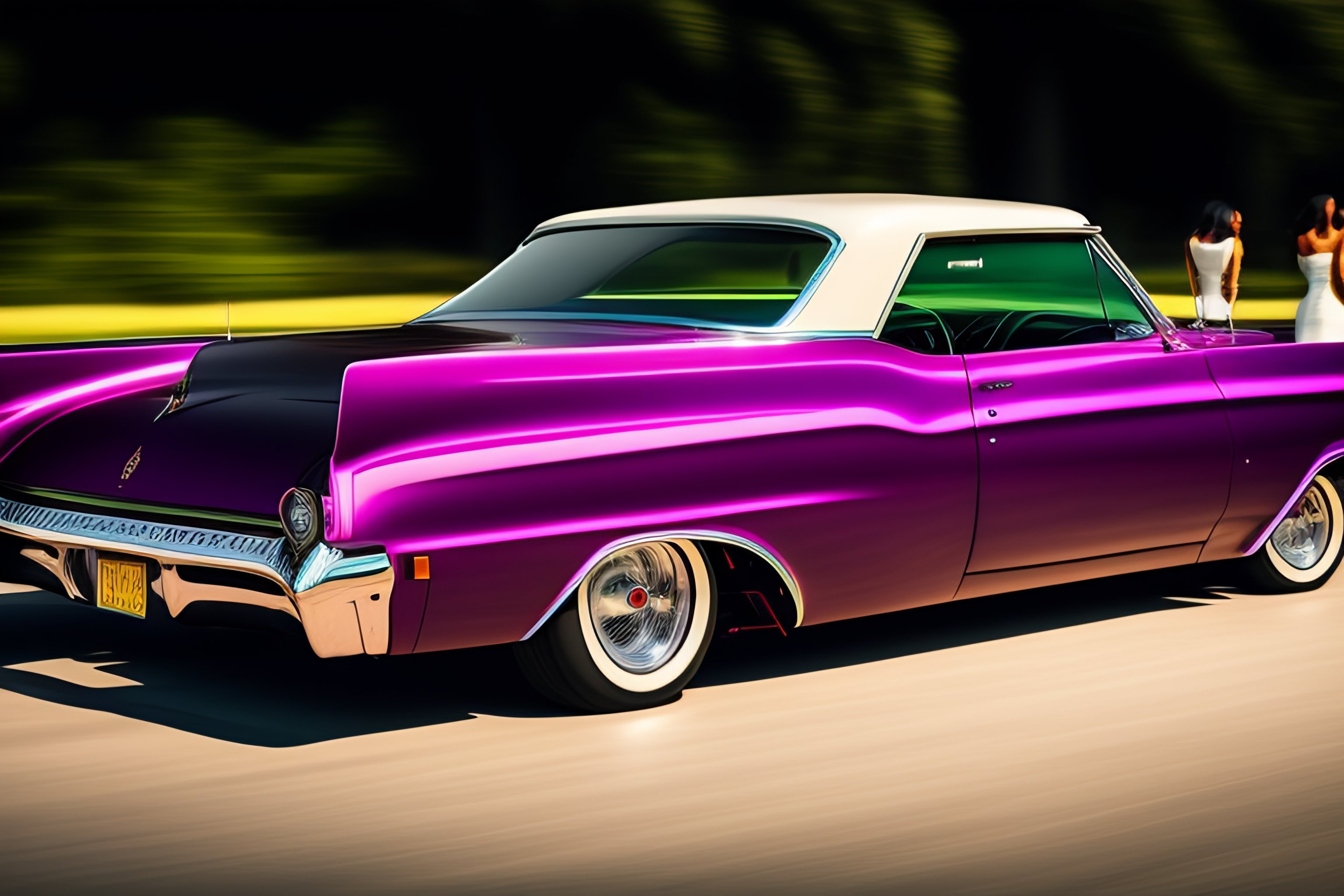 Lexica - Back of lowrider with women driving