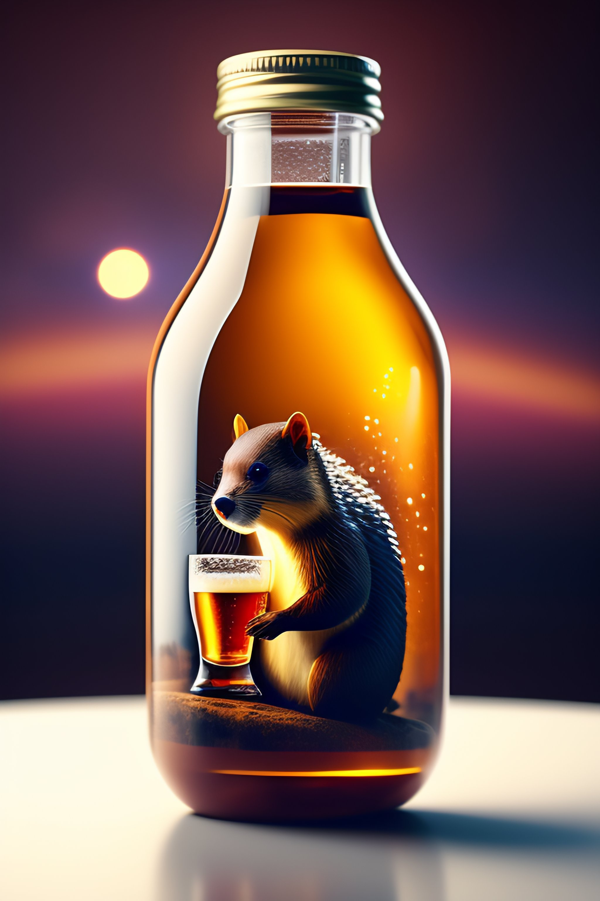 Lexica - Eager wet beaver holding moonshine beer in space, big tail ...