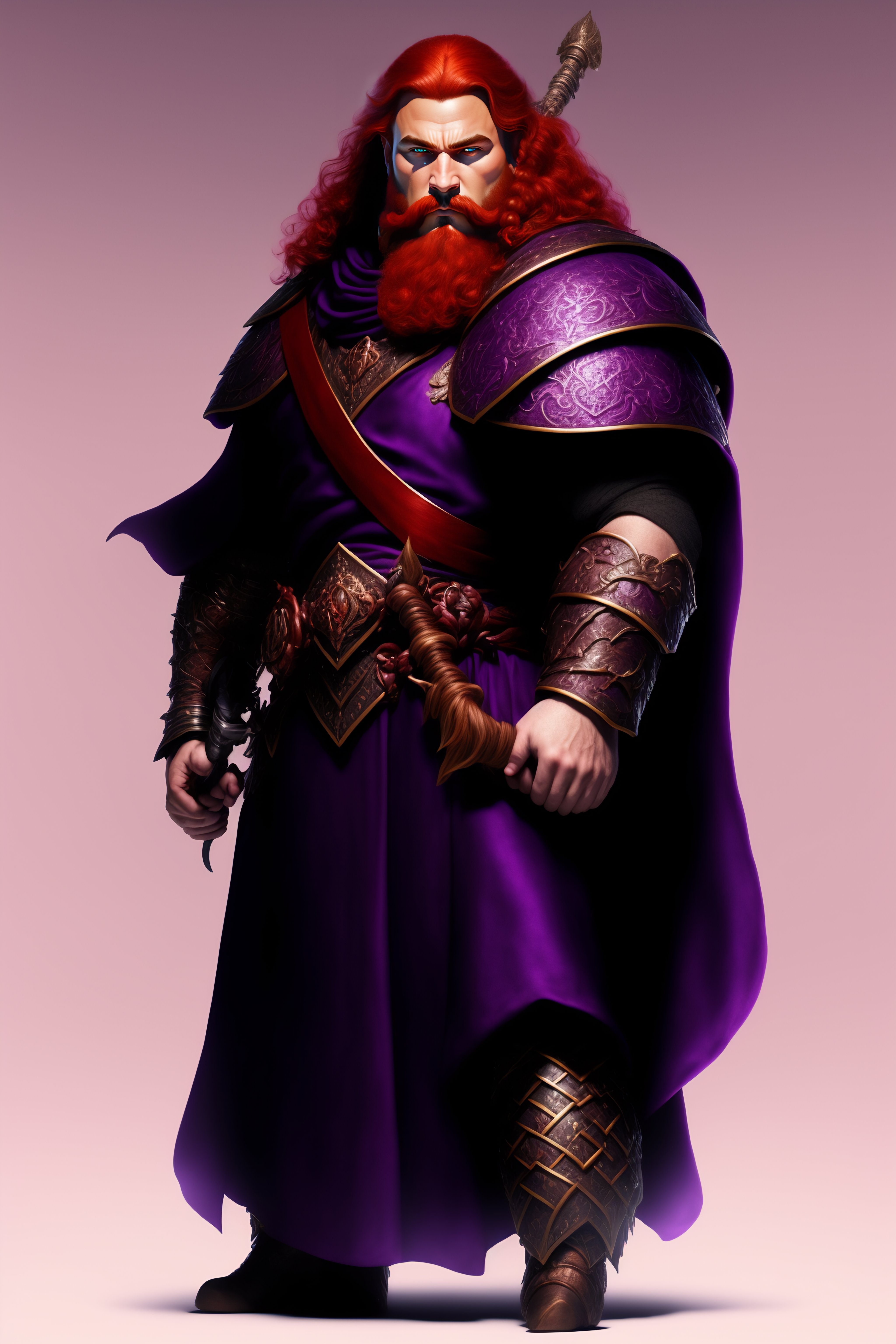 Lexica Fantasy Dwarf Redhead Male Very Dark Purple Robesbig Shield With Moon Symbol A Dark