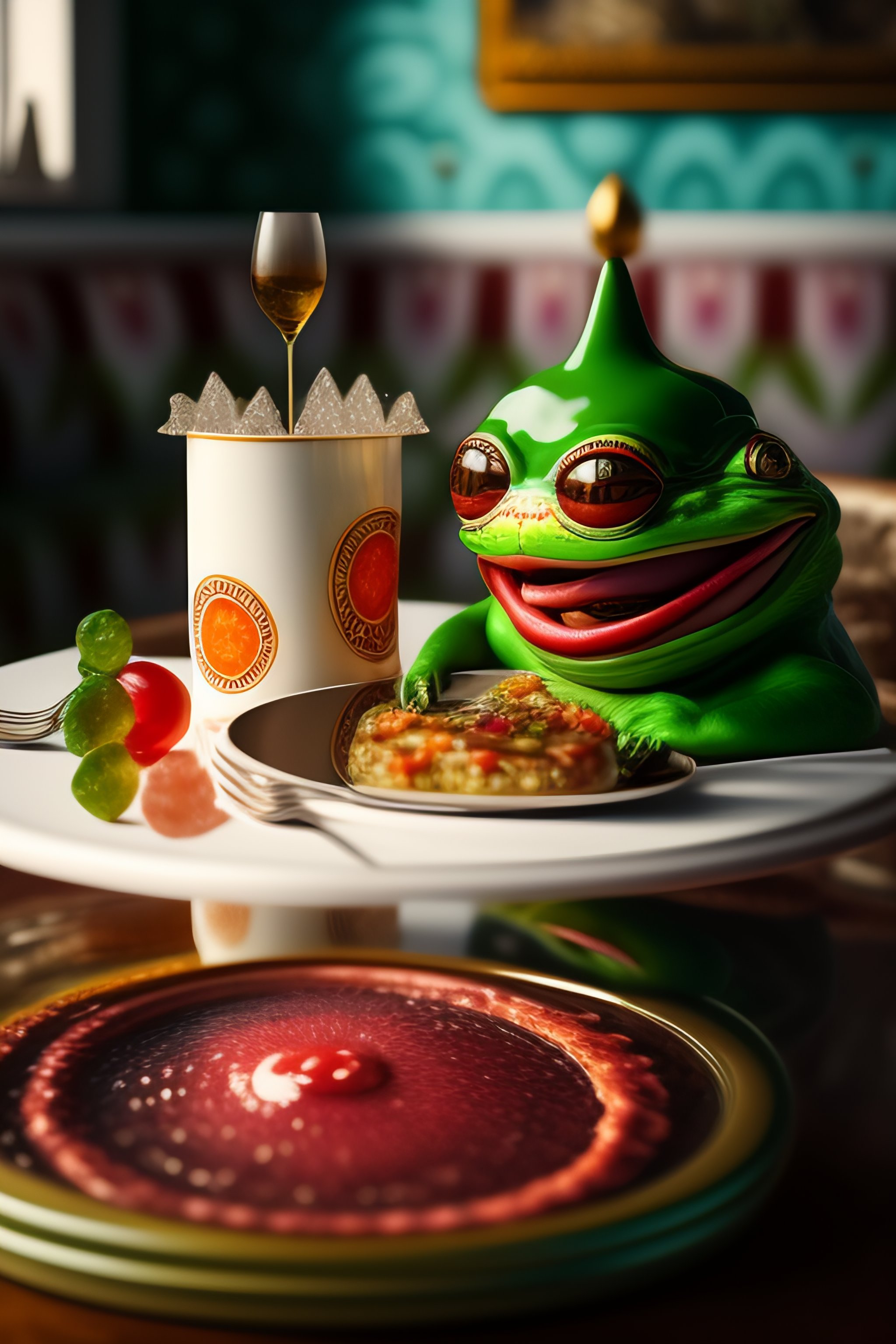 Lexica - Hyper realistic detailed image of a happy pepe the frog and ...
