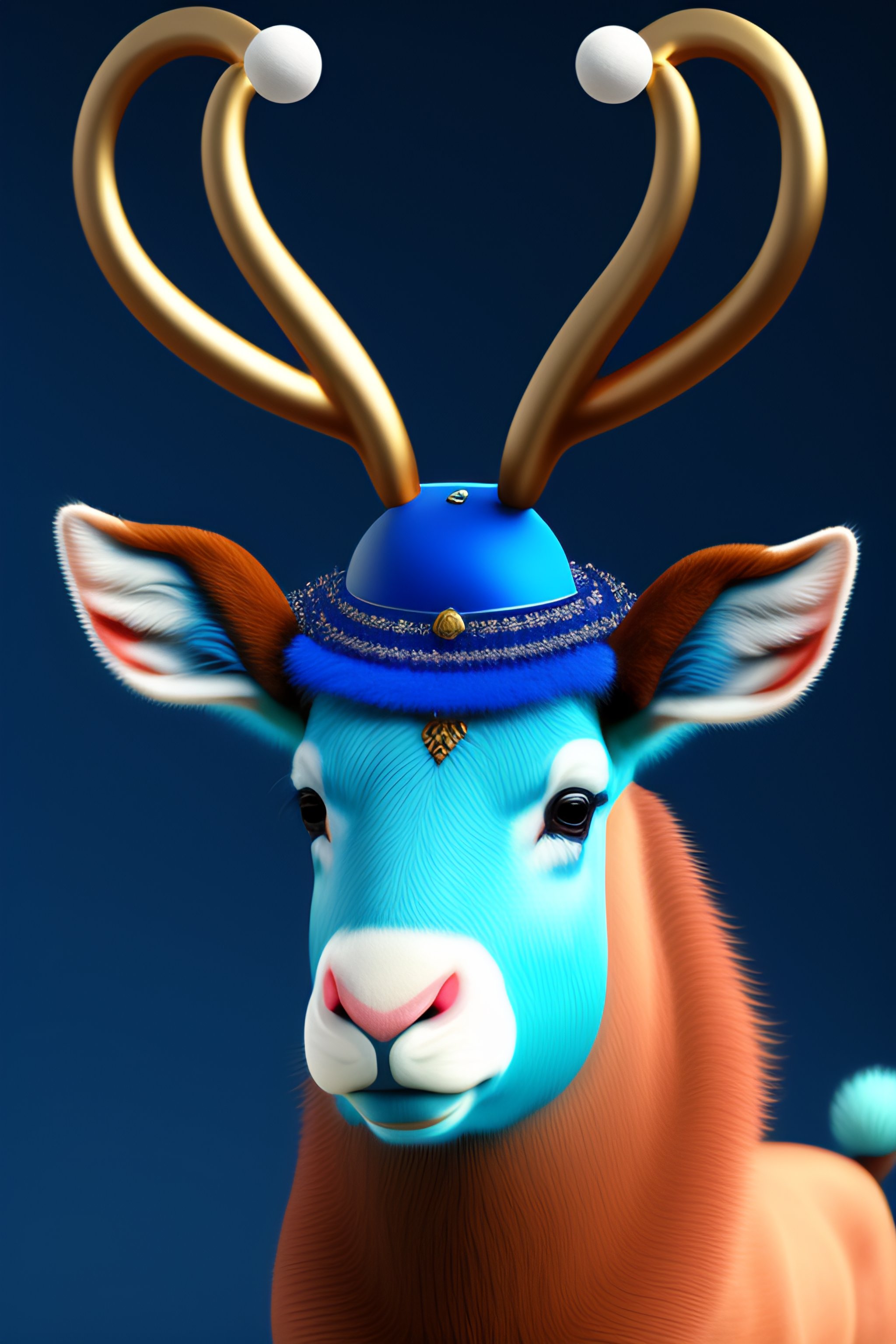 Lexica - An antropomorfic reindeer with blue nose, wearing a blue round ...