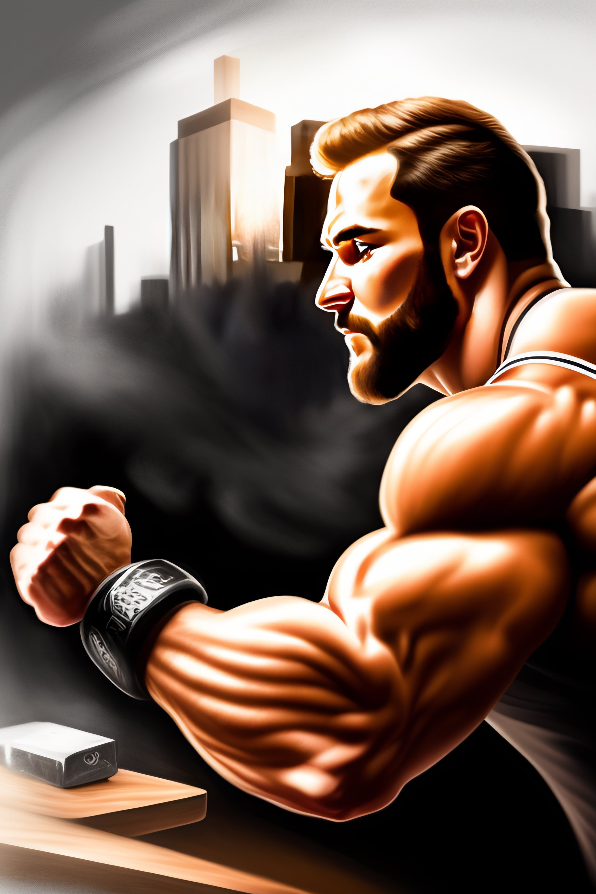 Lexica - Big strong arm doing armwrestling drawing sketch