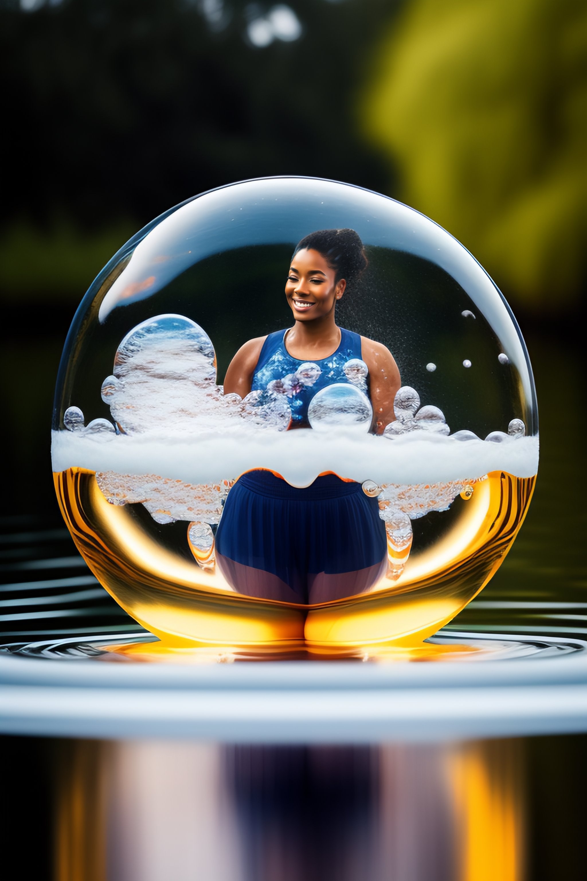 Lexica - Person in a floating water bubble
