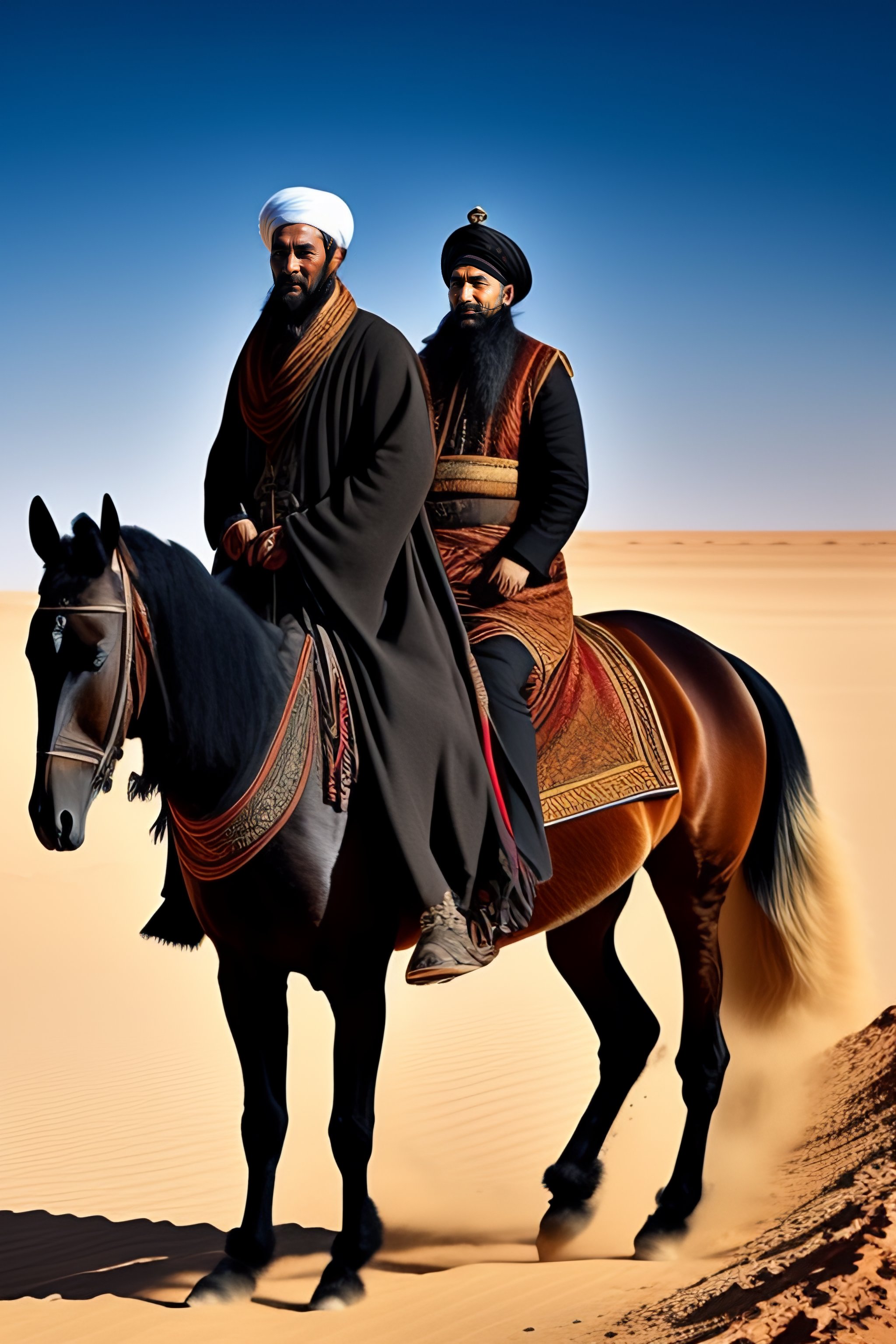 Lexica - Turkmen Basmach in a woolen black hat, in a striped sandy robe ...