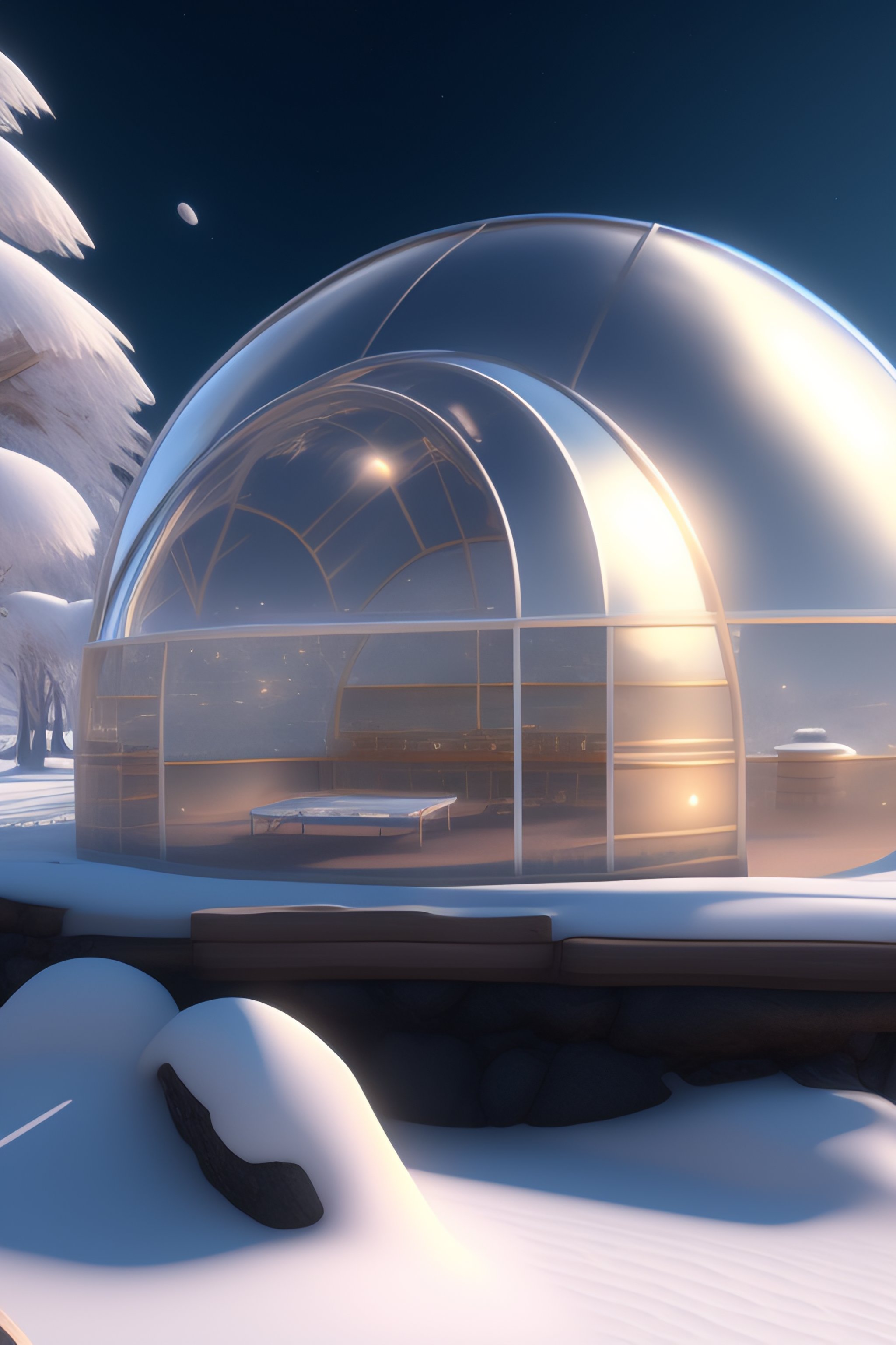 Lexica - Transparent covered igloo domes, light dust, magnificent ...