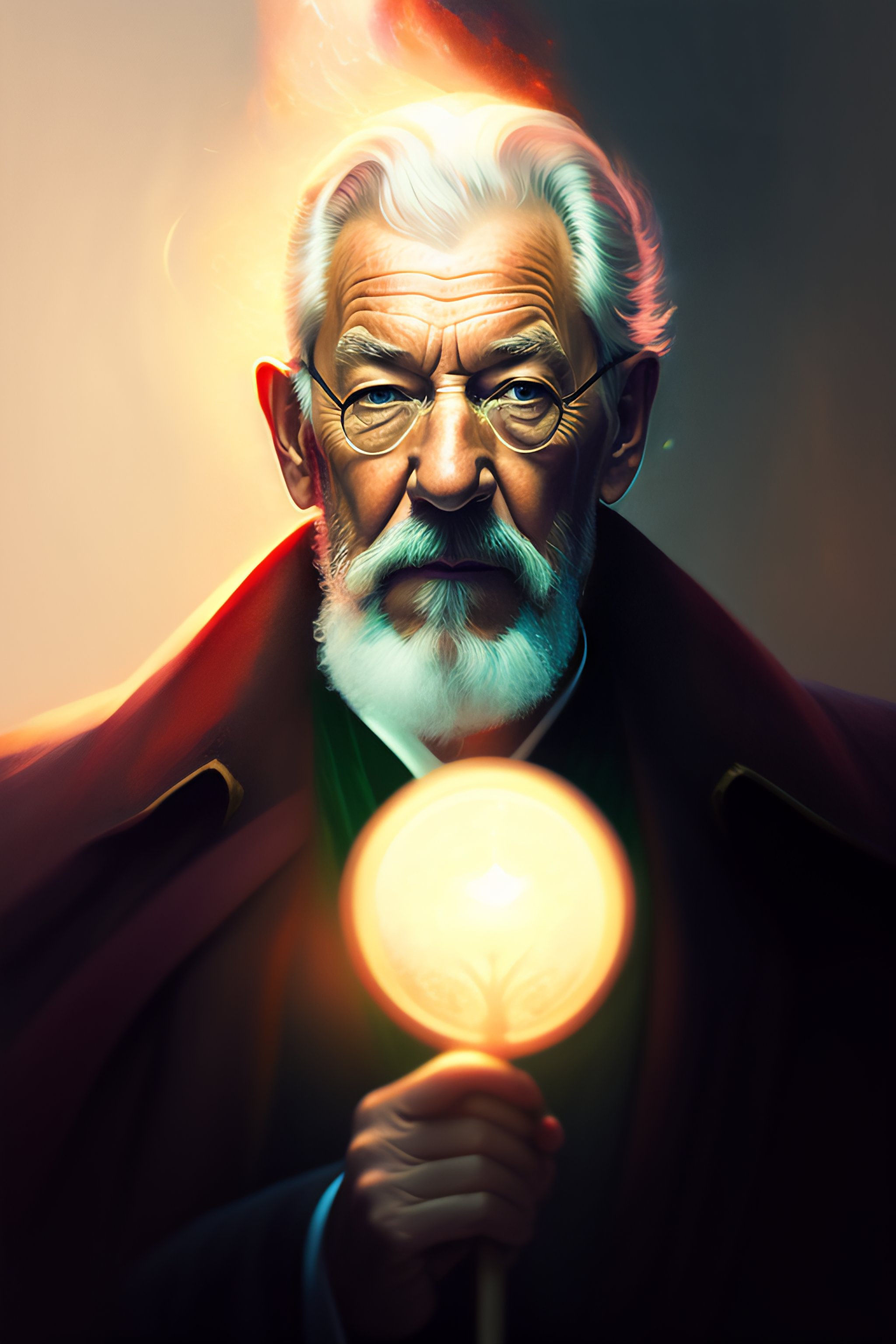 Lexica - Full shot body photo of Ian McKellen as wizard holding a ...