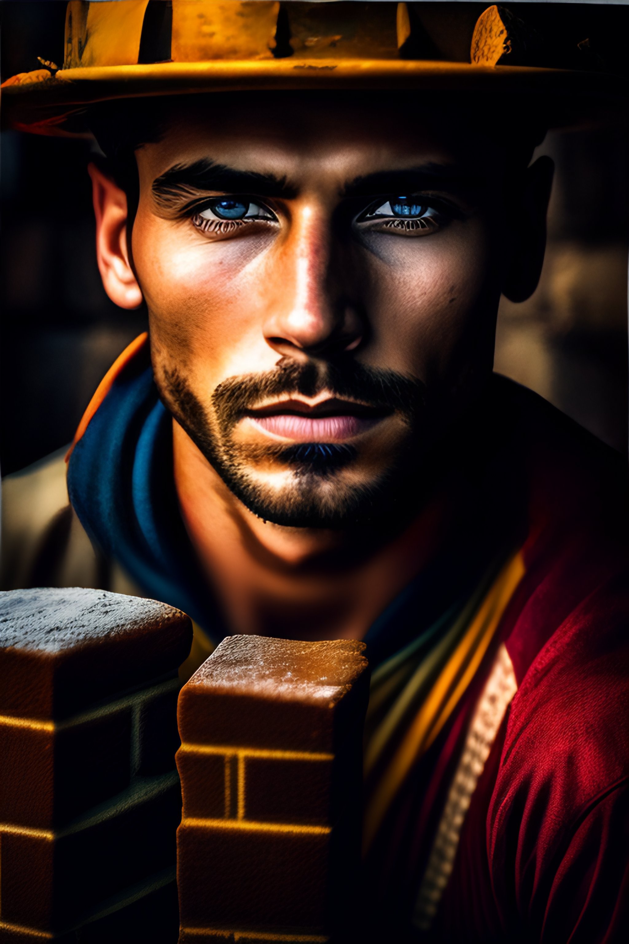 Lexica - Portrait of a bricklayer lying bricks, intricate, perfect ...