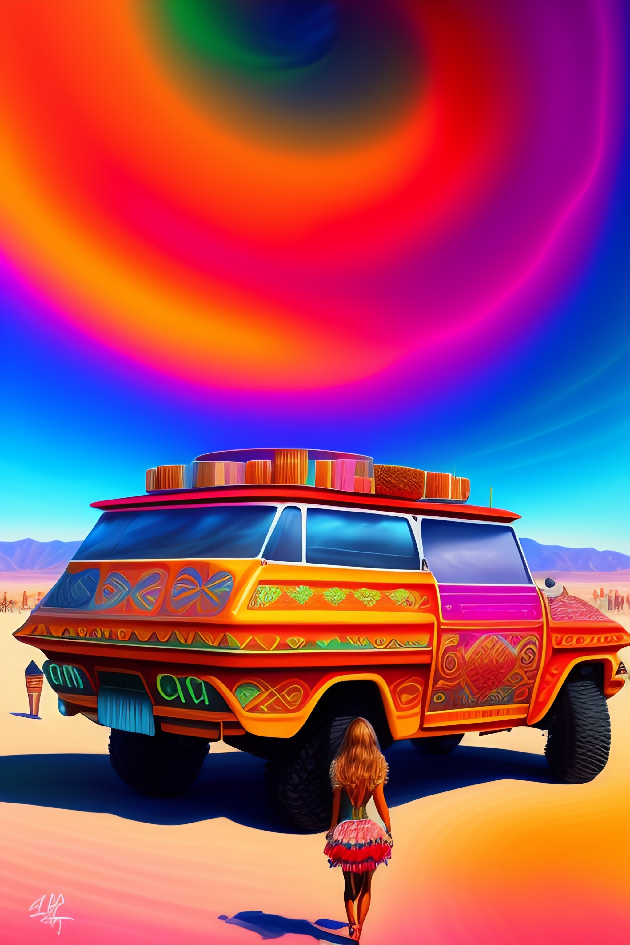 Lexica - A hippy girl at Burning Man, wearing a bikini, high heel ...