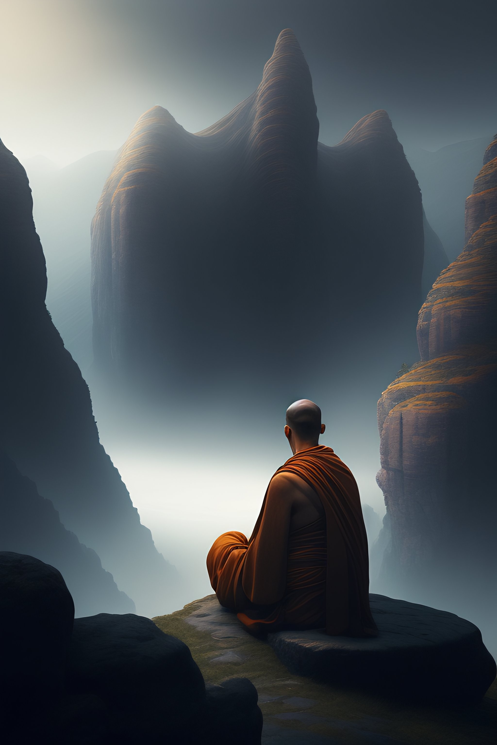 Lexica - A monk god meditating in a empty void, fantasy, trending on ...