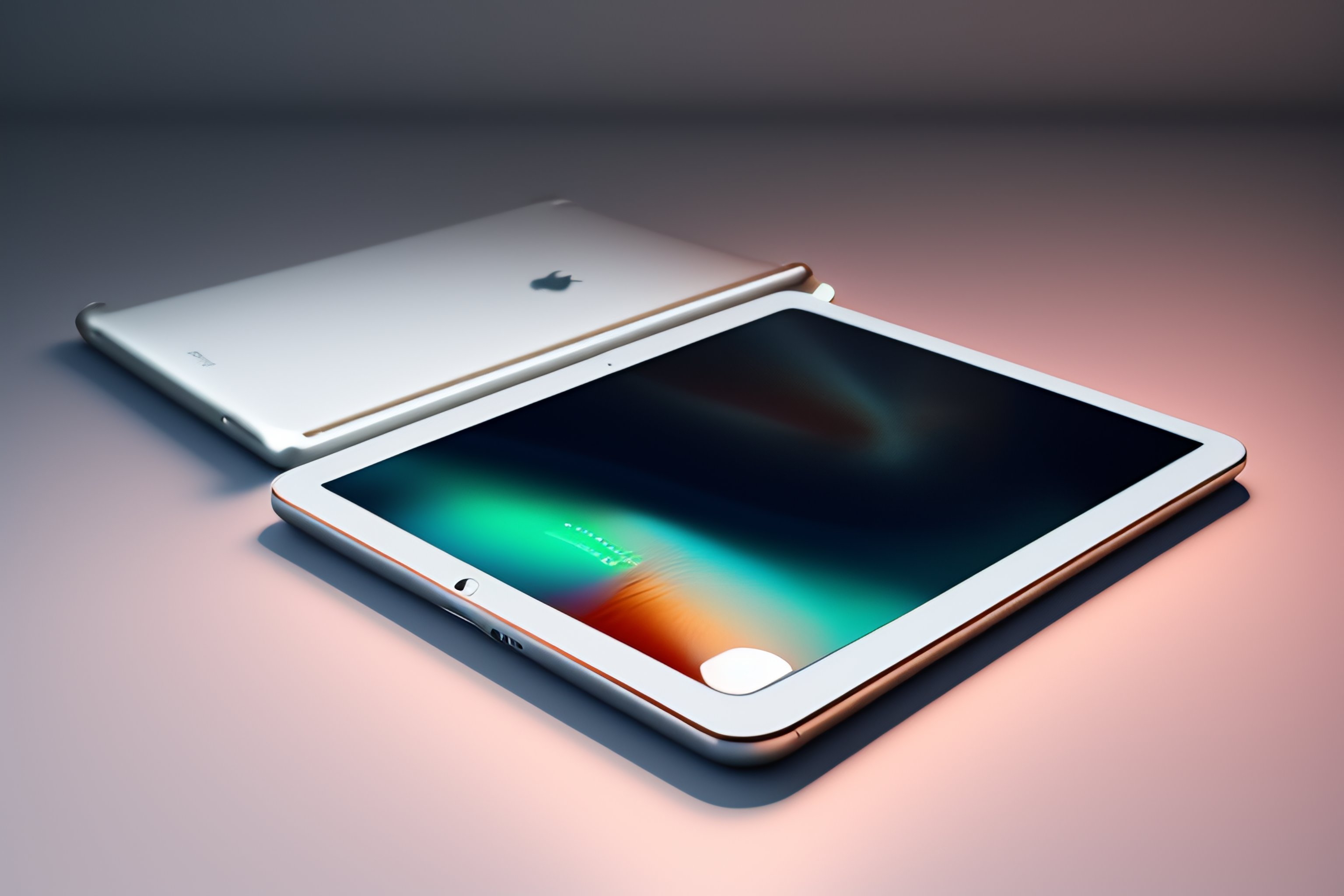 Lexica - Front view, iPad Pro with white screen on white background.