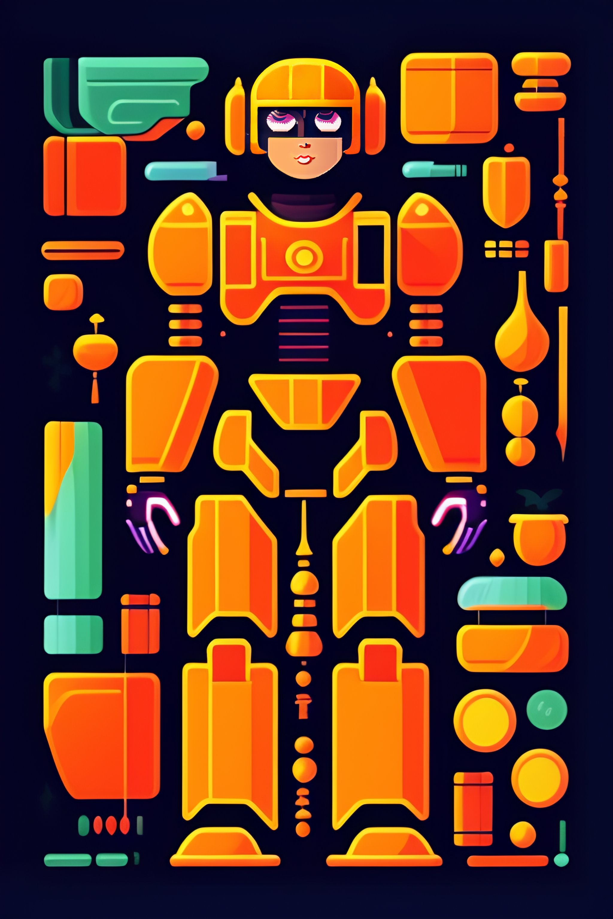 Lexica - Vector flat, flat vector 2D image of robocop inside a small ...