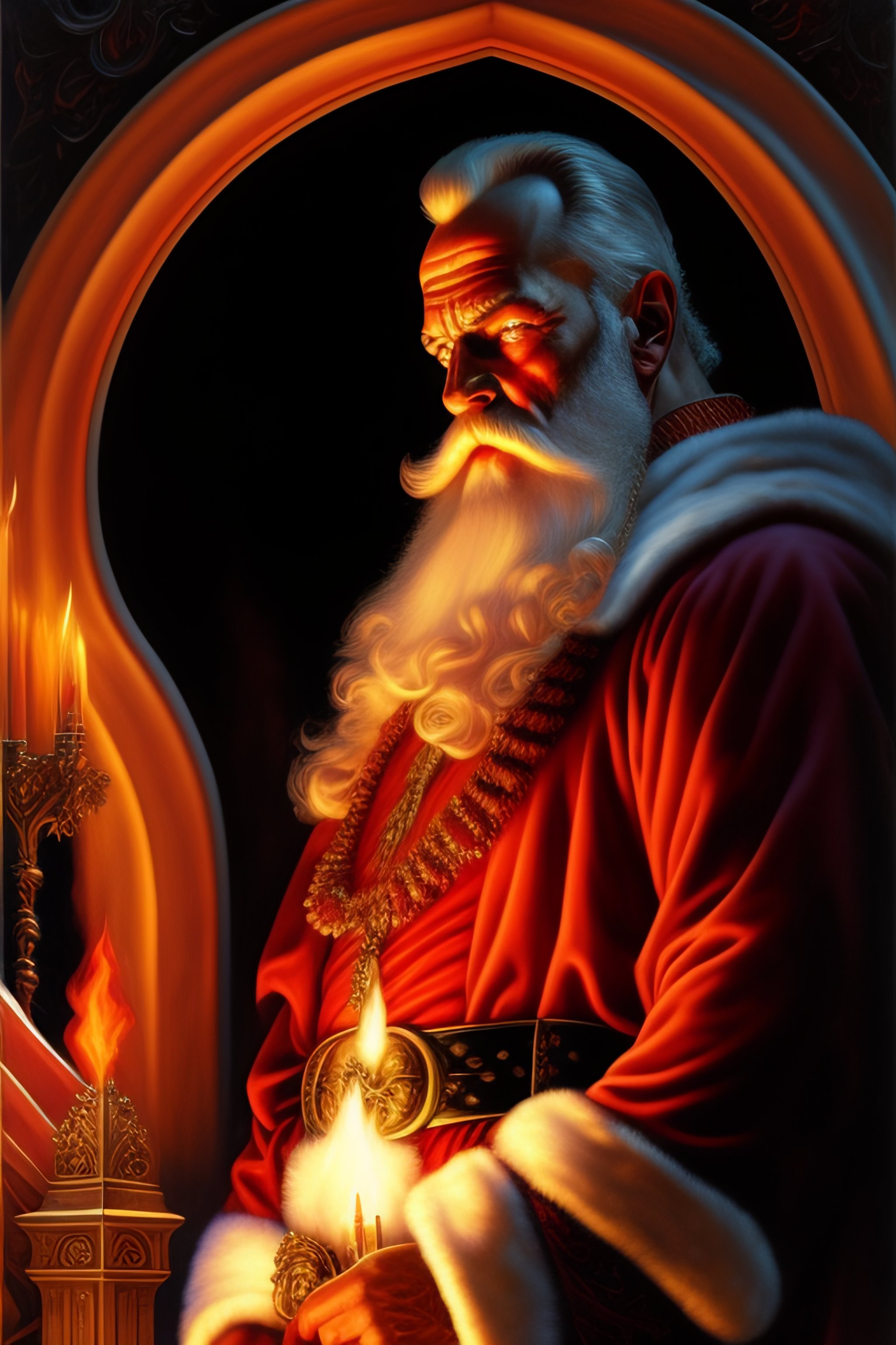 Lexica - Demon Santa Claus painting by donato giancola and ben ...