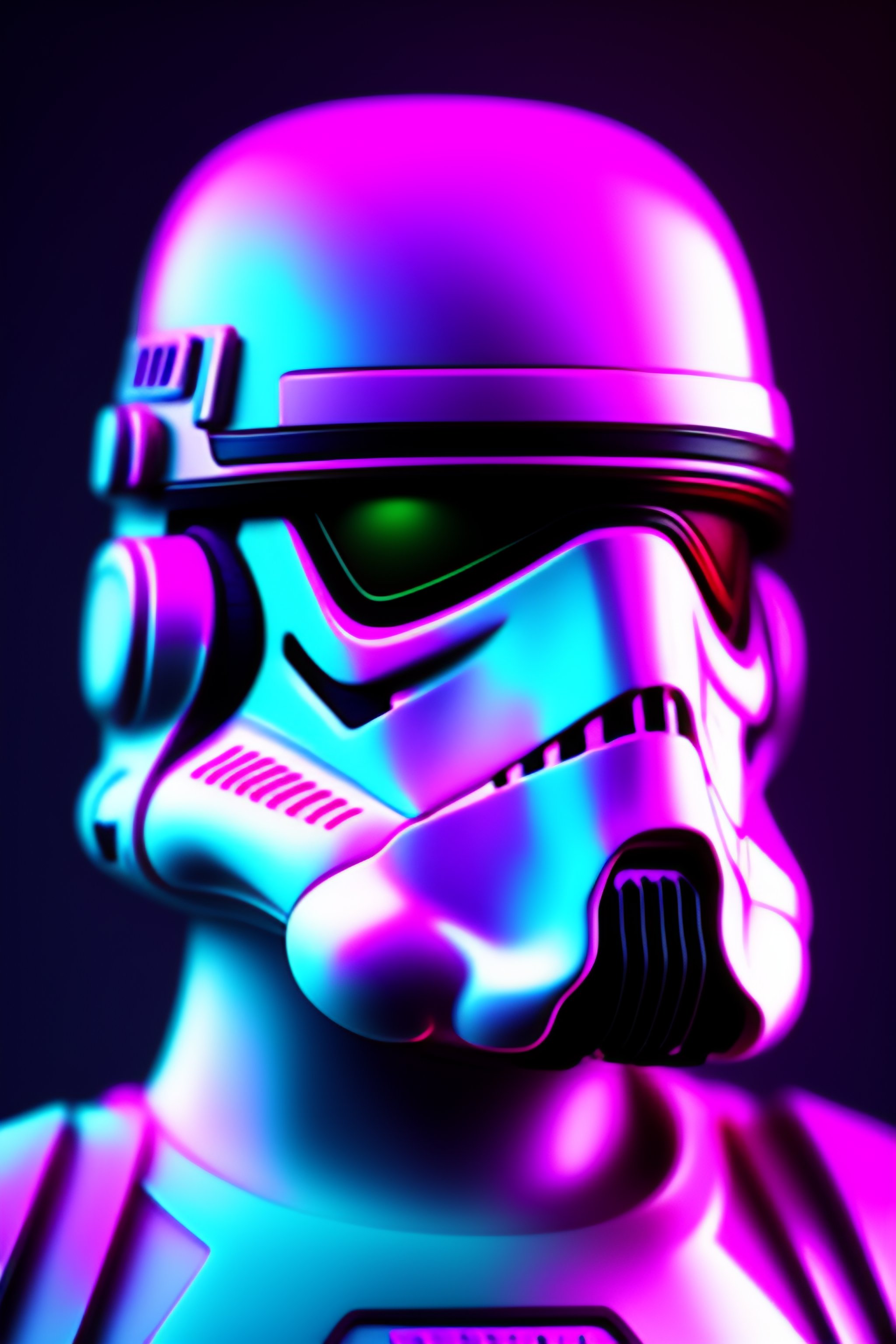 Lexica - Synthwave Portrait of a stormtrooper. Neon lights. C4d render
