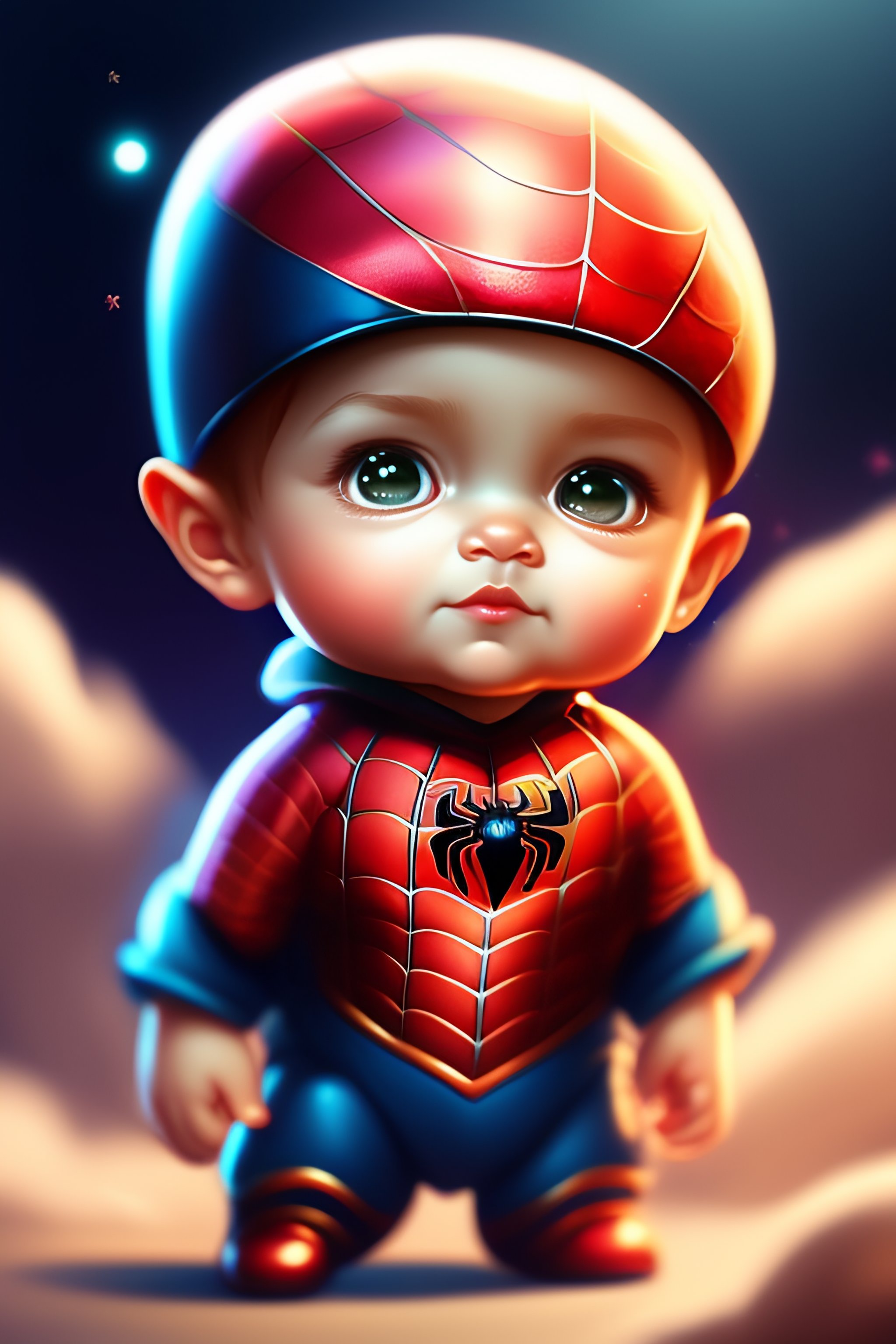Lexica - Cute and adorable cartoon spiderman baby, fantasy, dreamlike ...