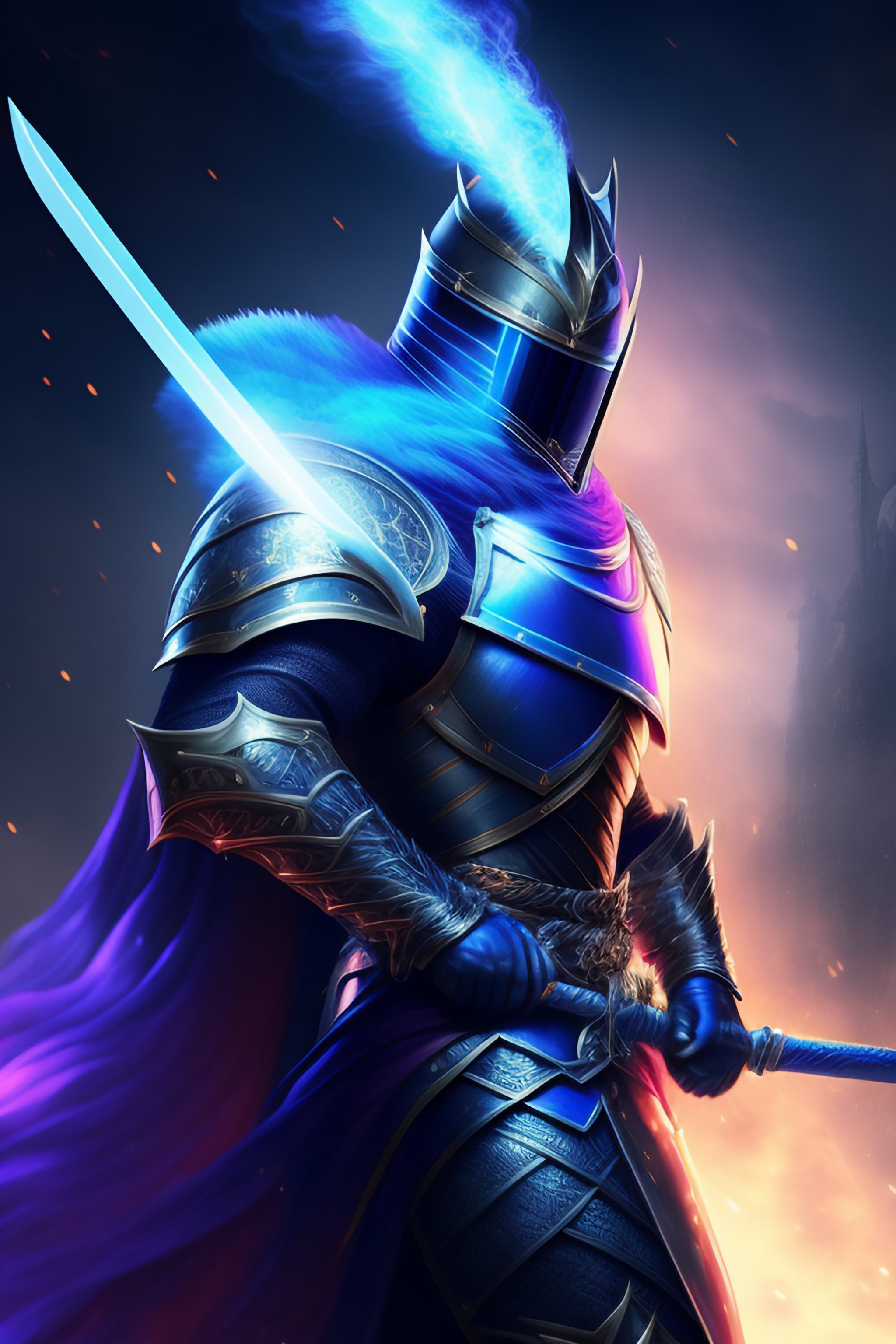 Lexica - Knight with blue aura and big sword