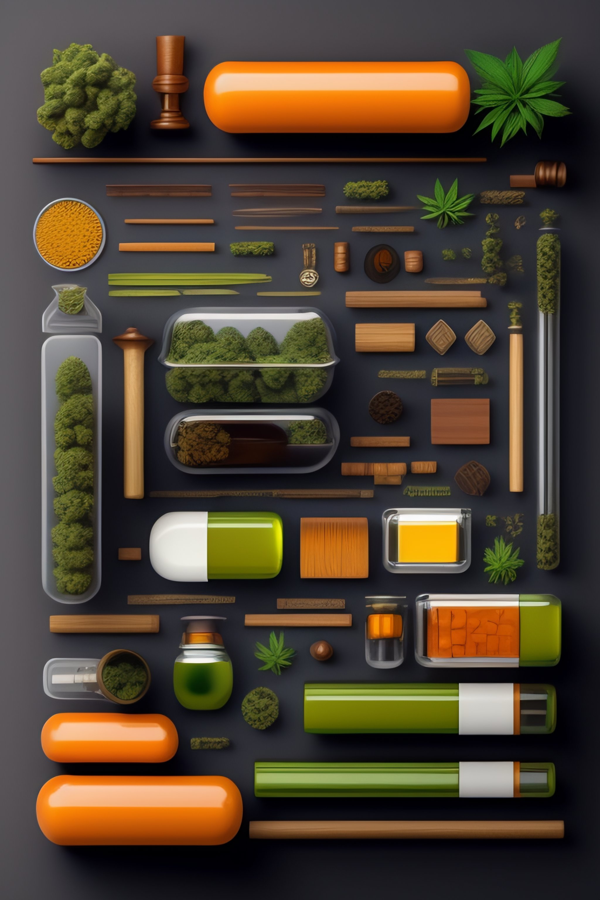 Lexica - Marijuana and weed pipes and bongs, Knolling, Knolling layout ...