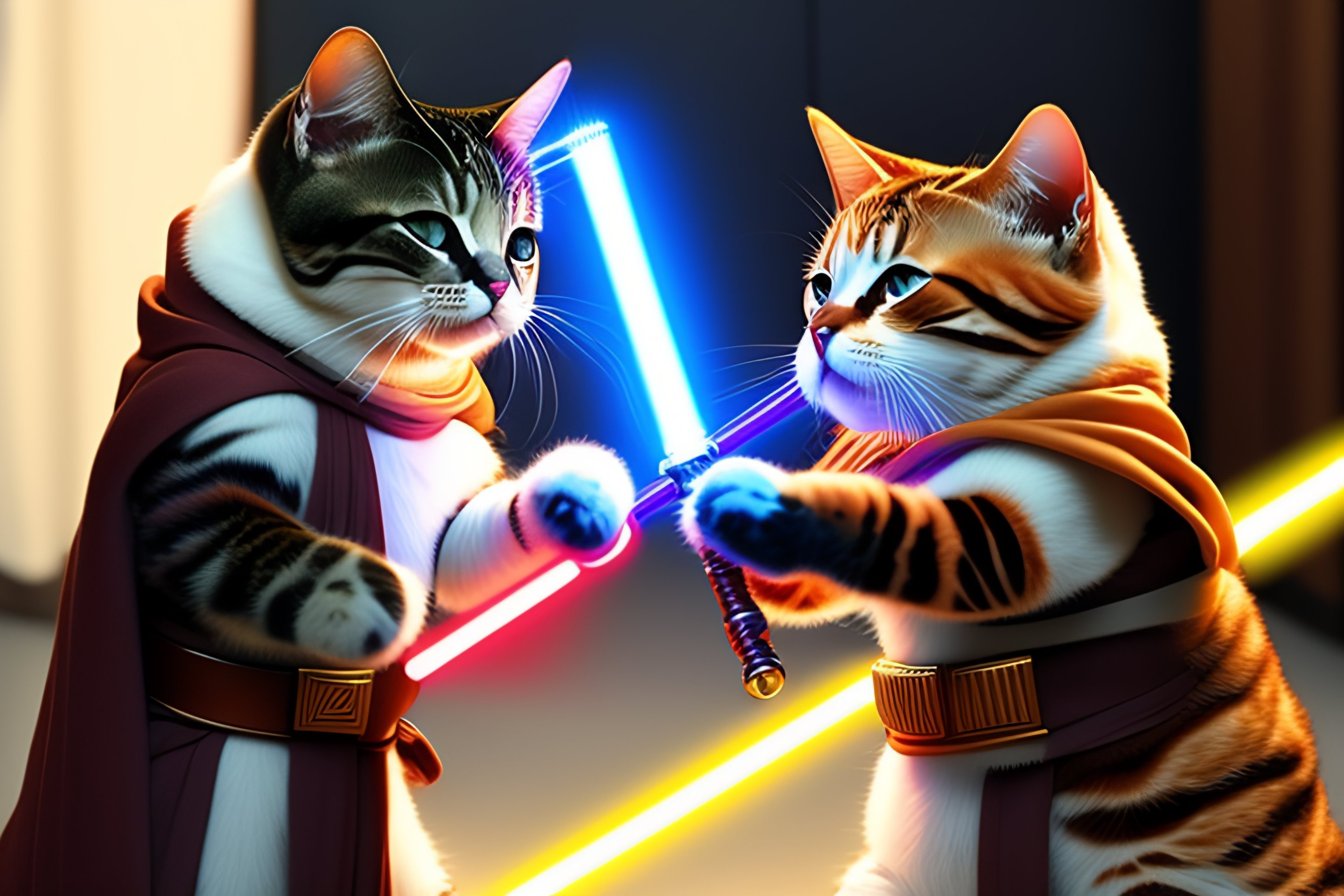 Lexica - Two jedi cats lightsaber fight