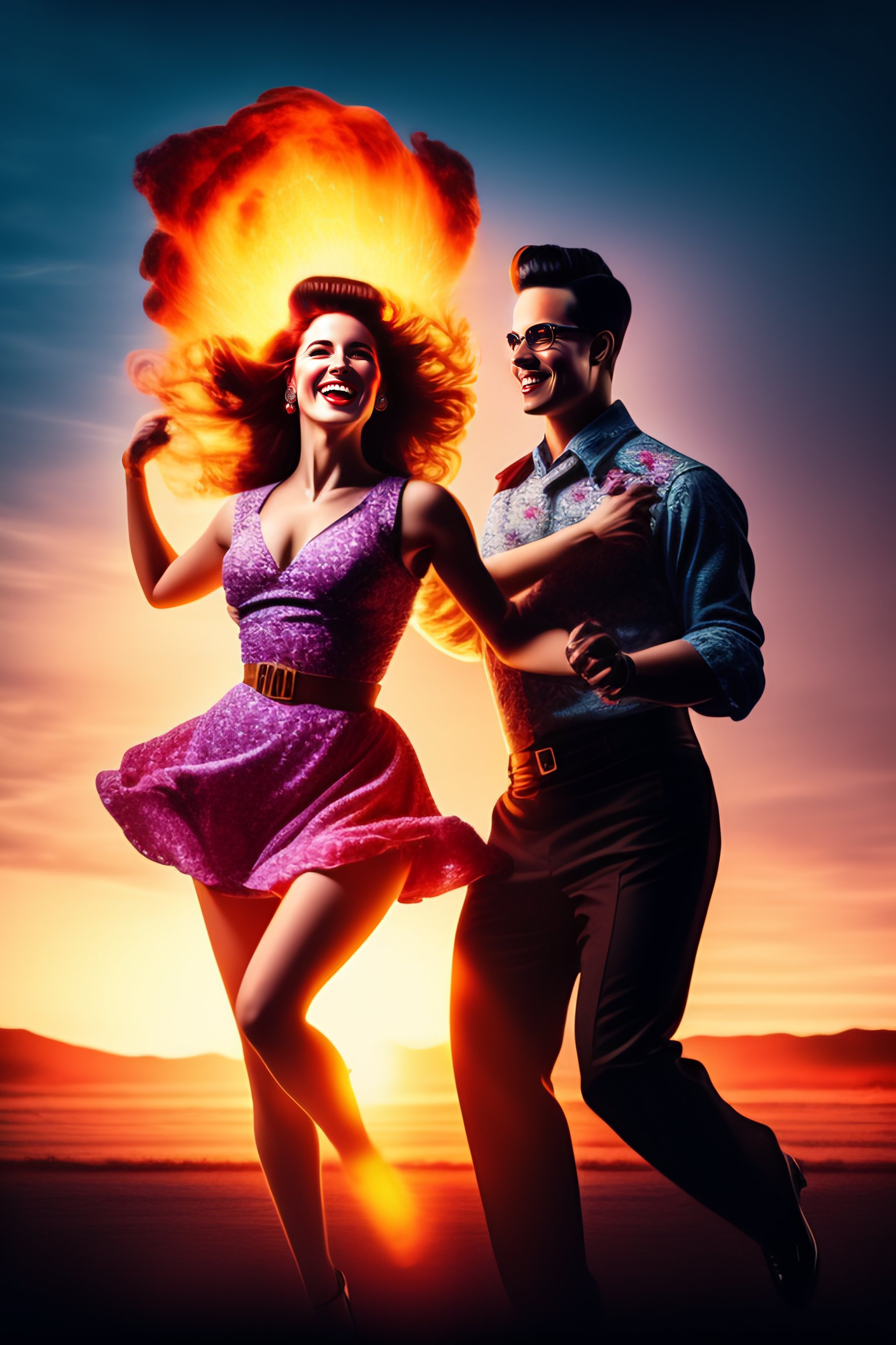 Lexica - Young rocker couple from the 50s dancing rock and roll with ...