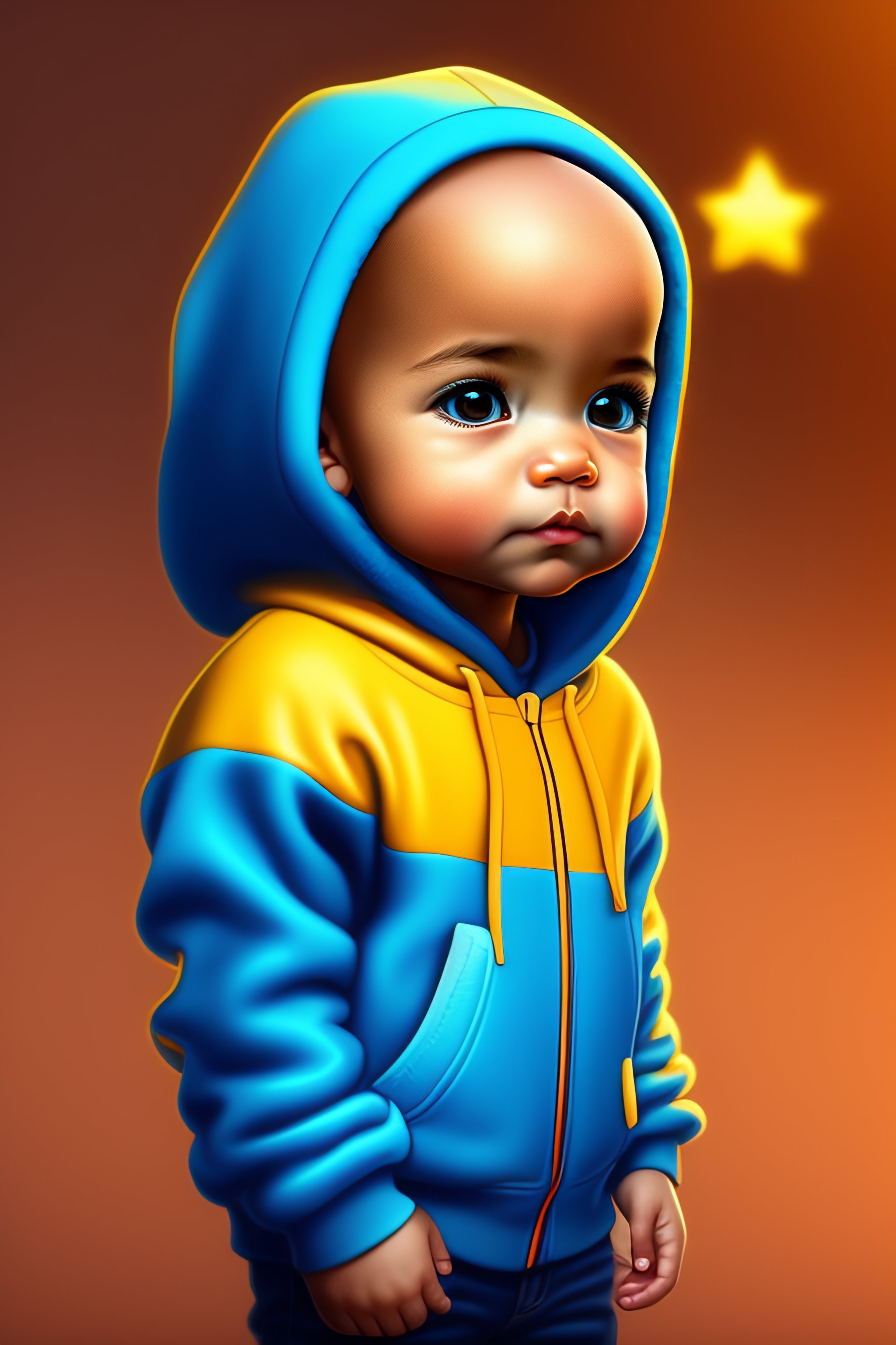 Lexica - Cute adorable cartoon tan bald male baby with brown eyes ...