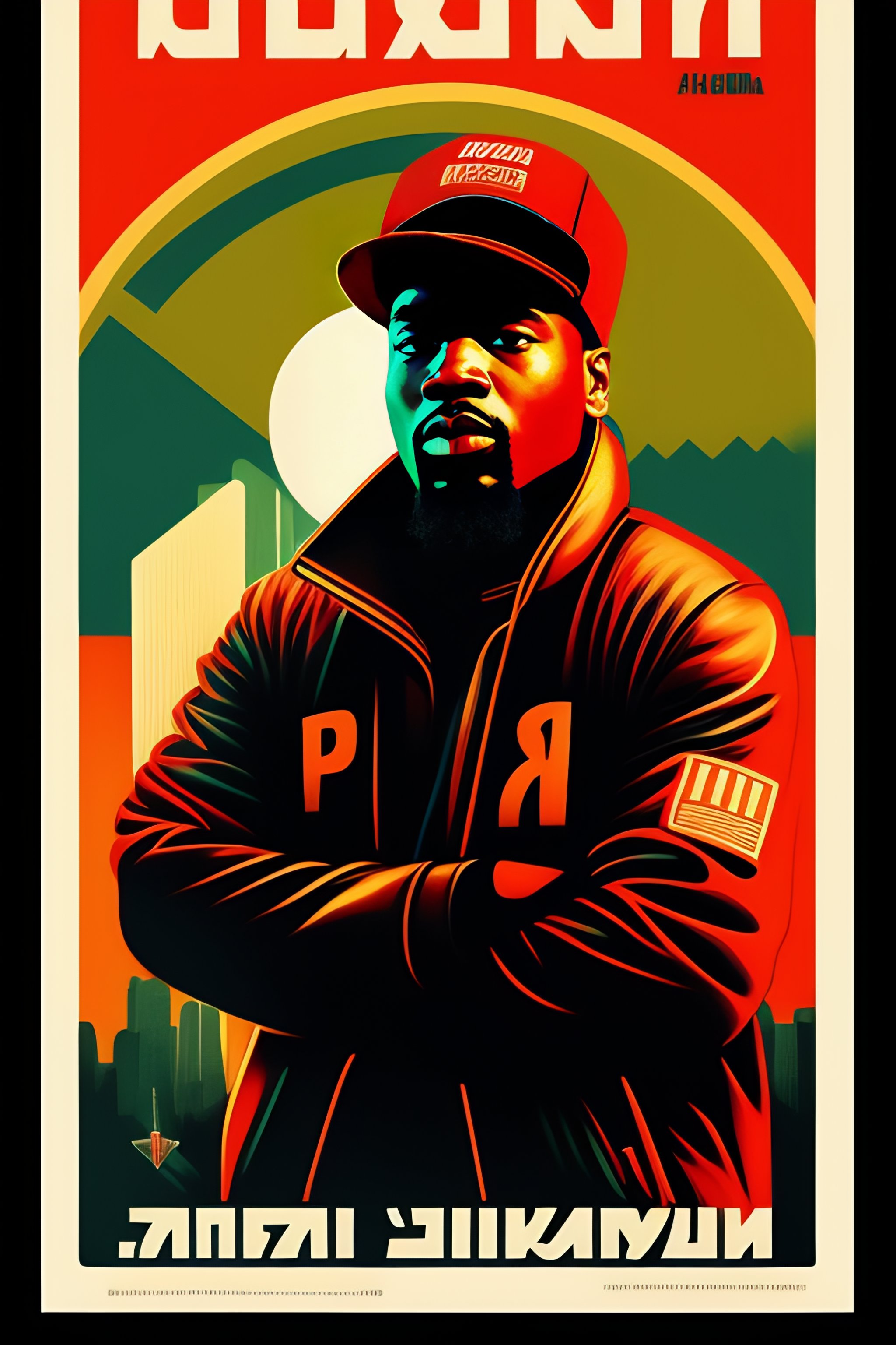 Lexica - Russian Propaganda Soviet illustrated poster of rapper