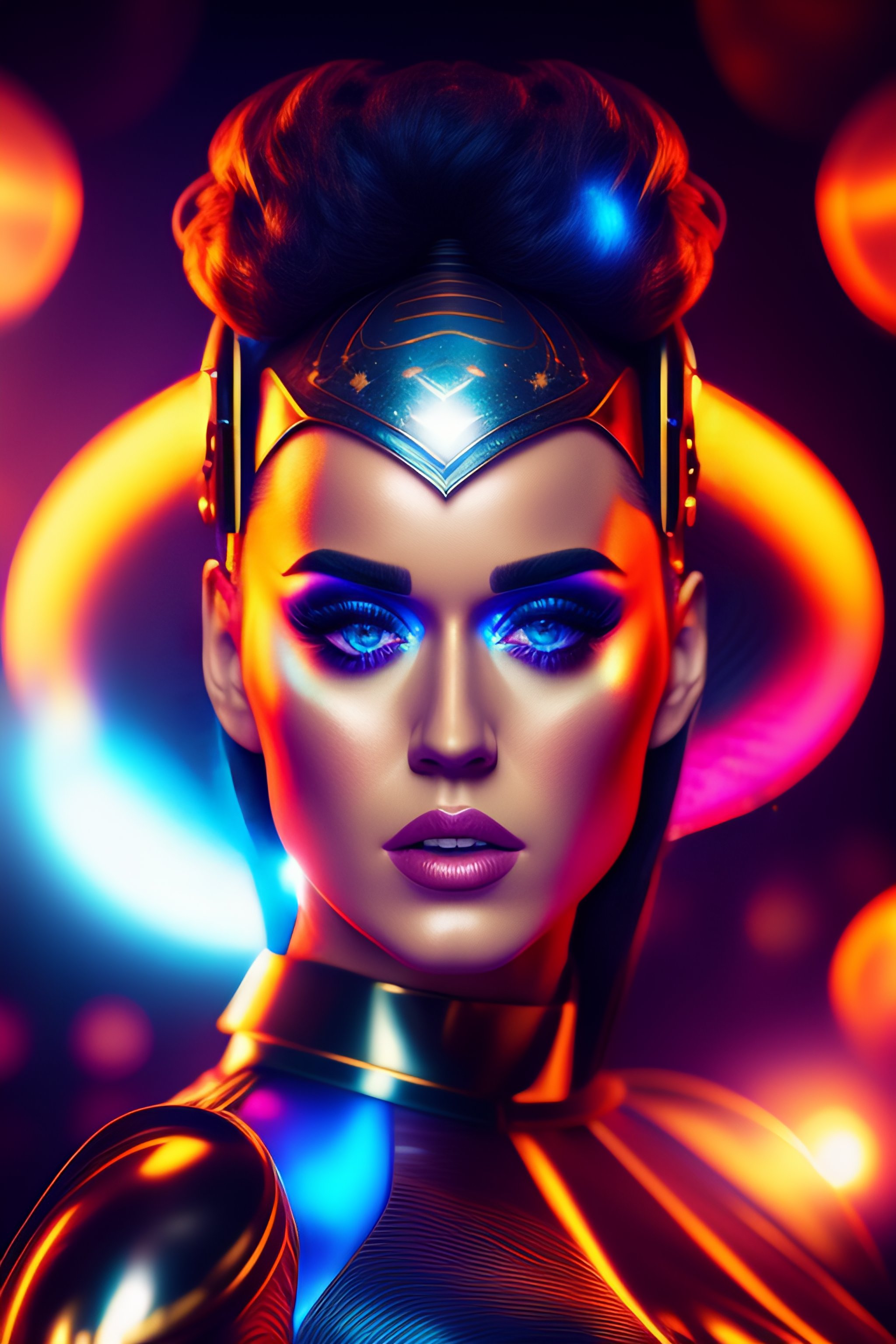 Lexica - Glowwave portrait of katy perry as a an fancy alien spaceship ...