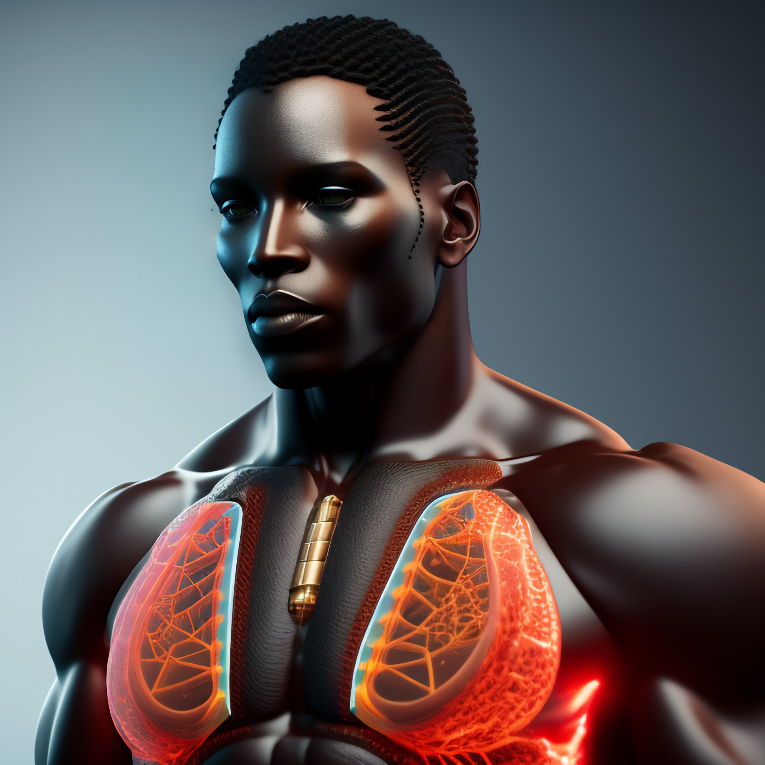 Lexica - 2D render of human evolved with biotechnology by Stuart Reeves