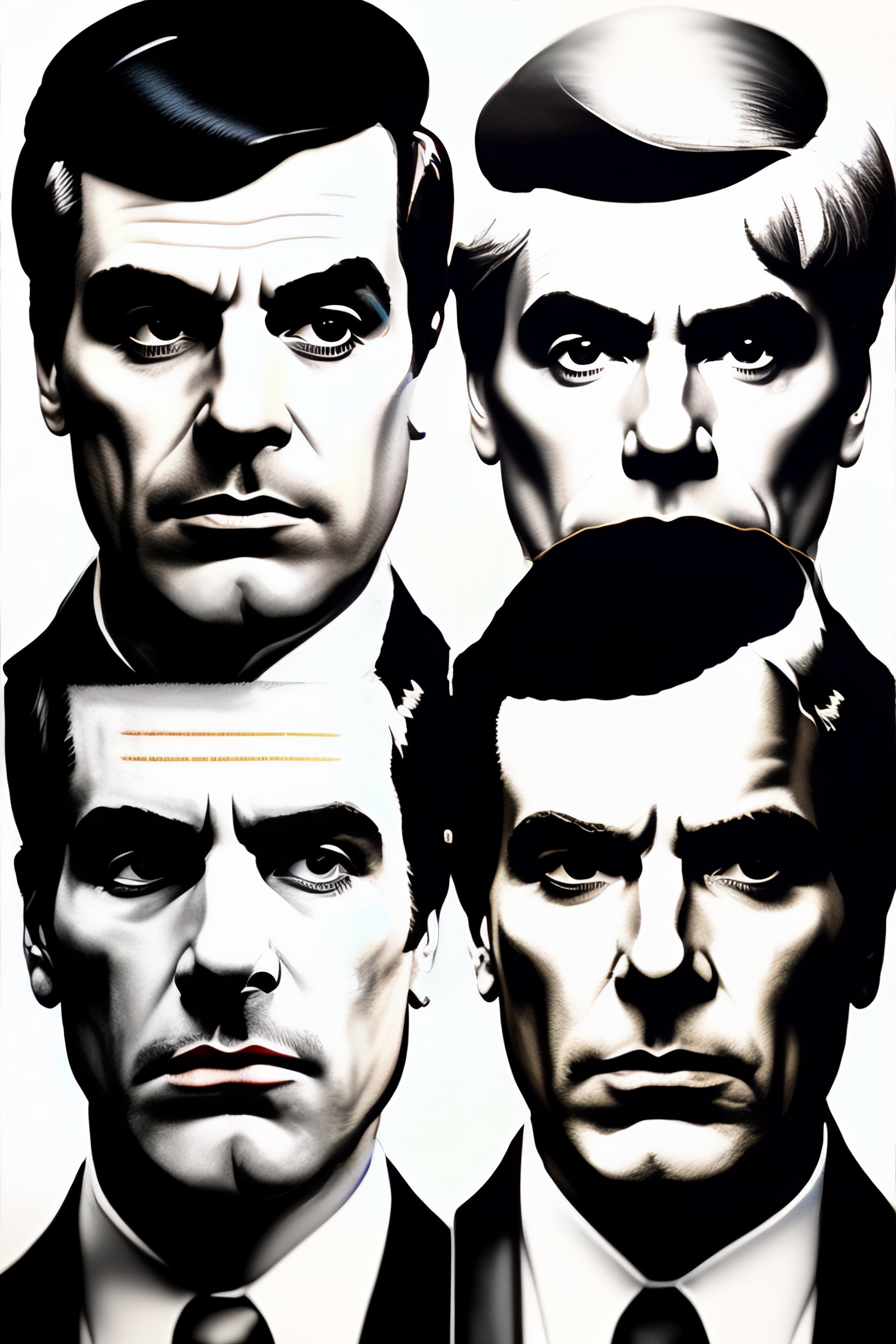 Lexica - A triptych of close up portraits of don draper, by andy warhol ...