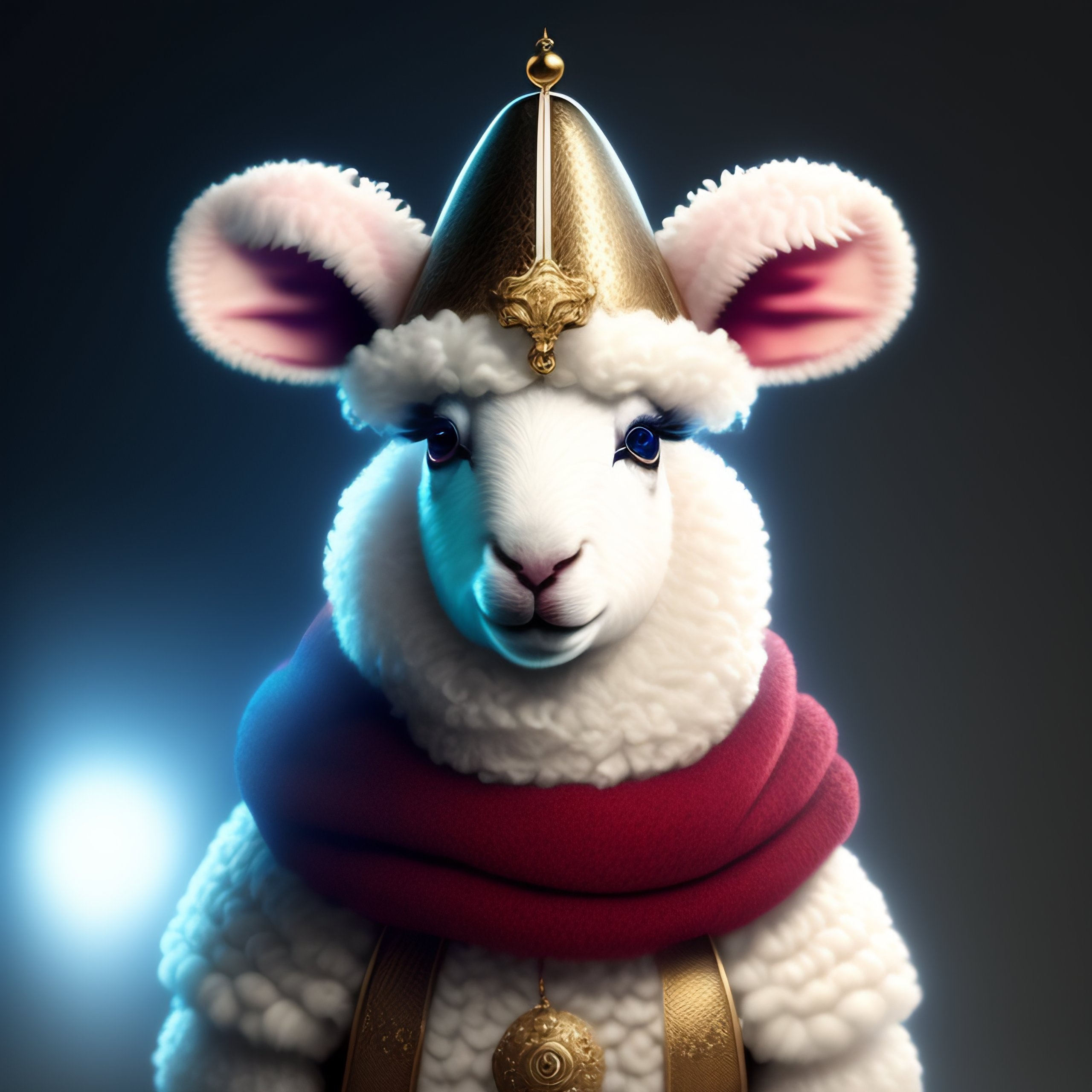 Lexica - A robotic lamb muppet dressed like a medieval wizard using a ...