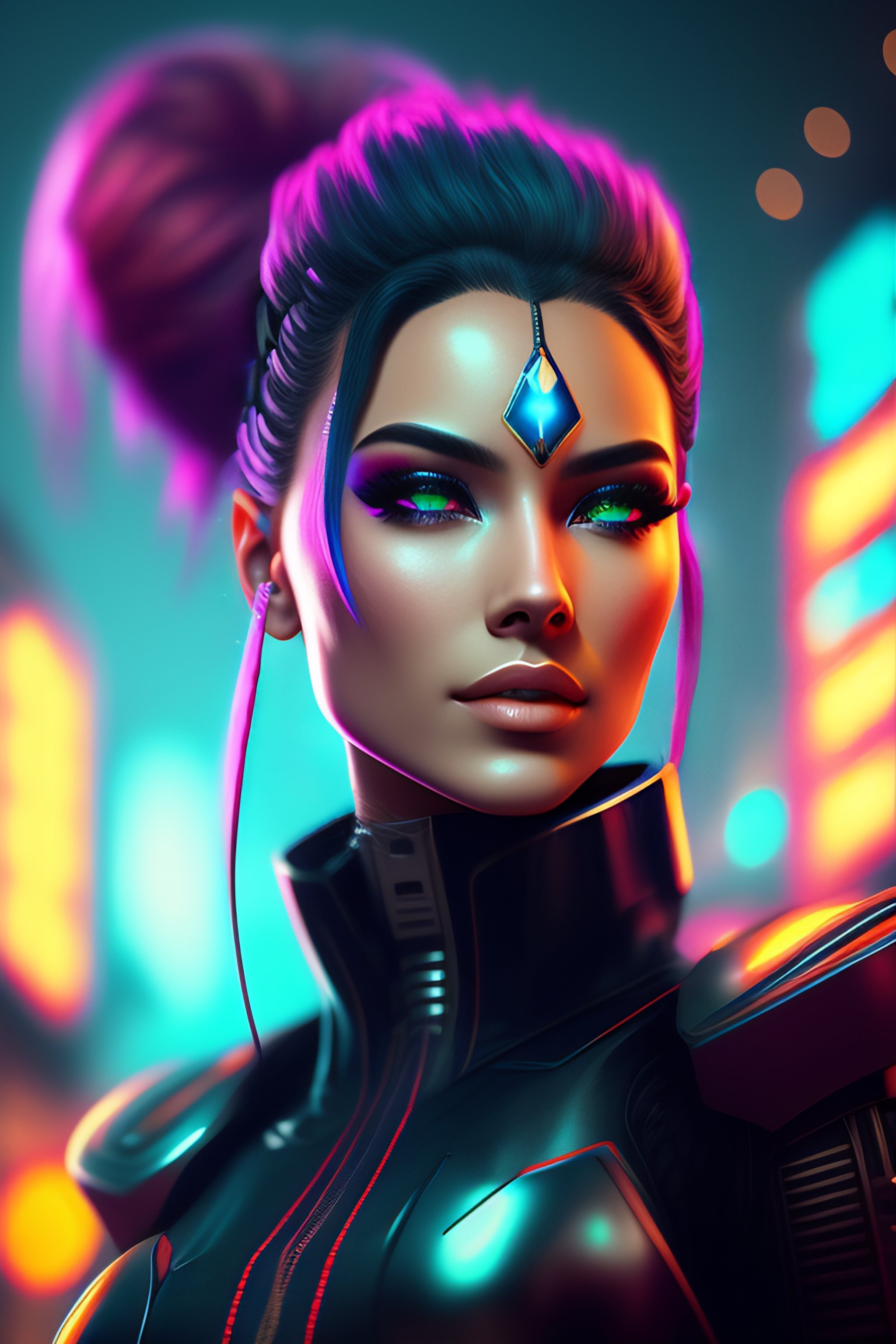 Lexica - Cyberpunk style; robot girl with electrick eye