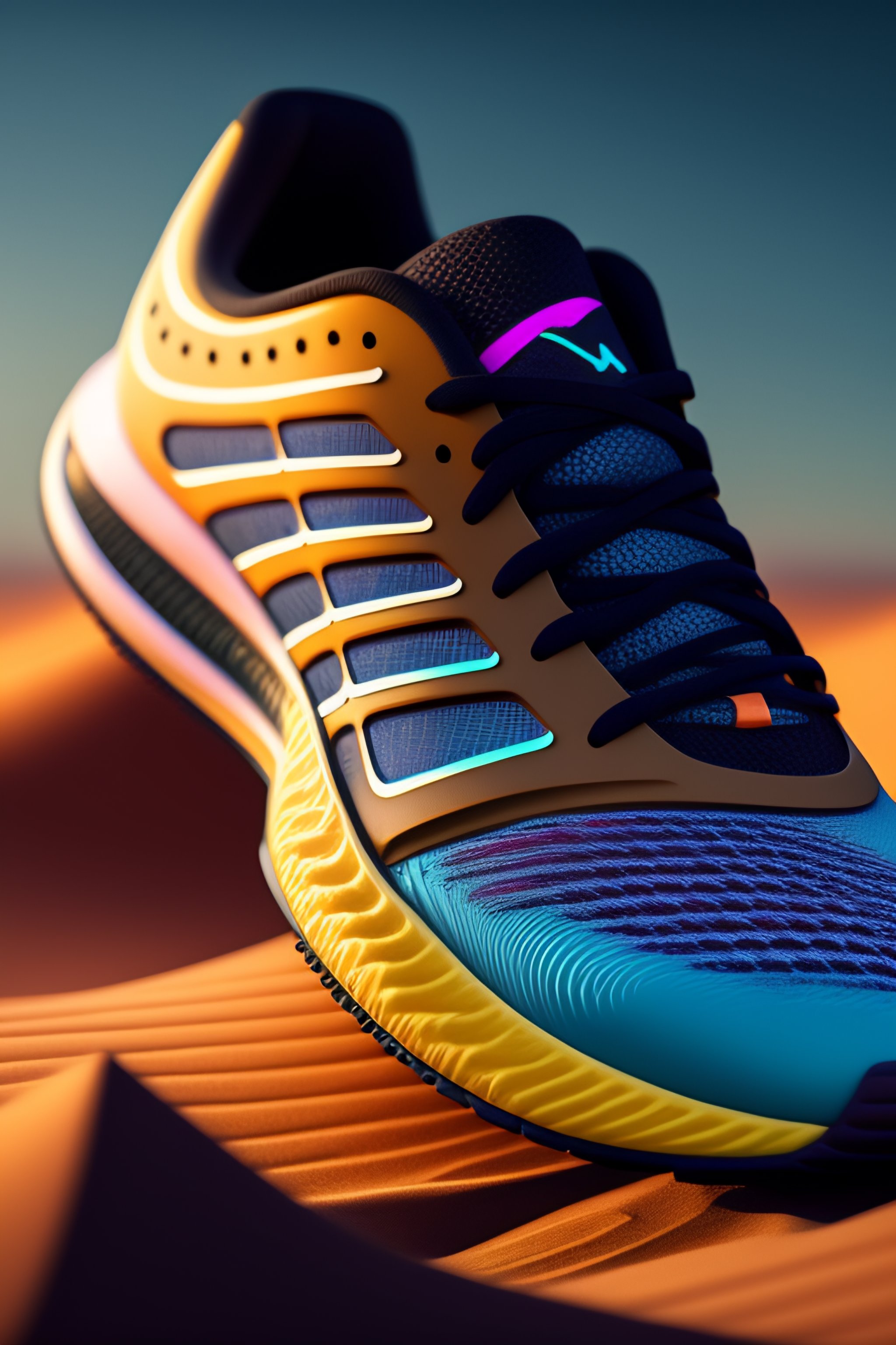 Lexica - Futuristic running Shoe inspired by sand dunes, photorealistic ...
