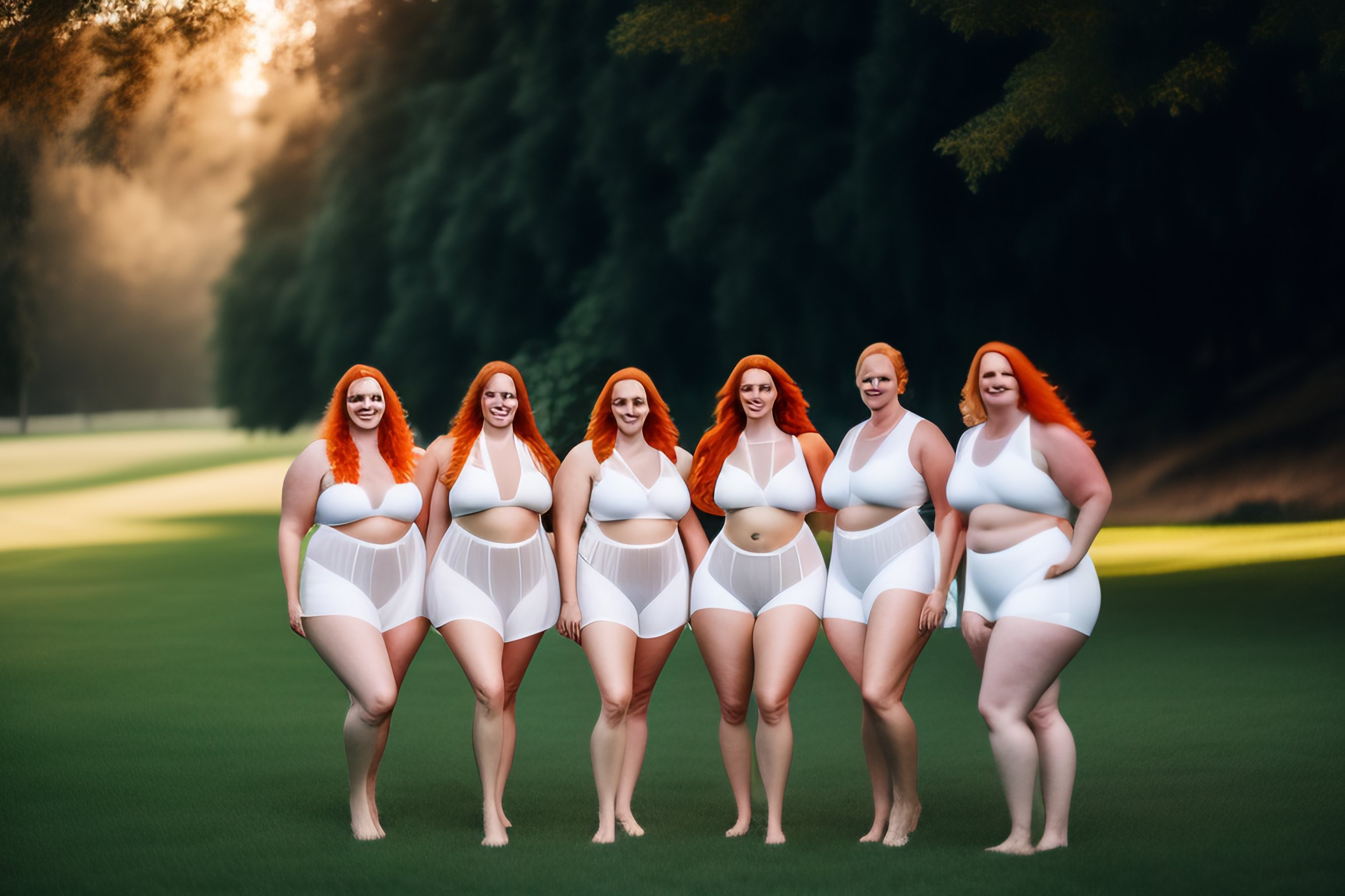 Lexica A Group Of Unique Symmetrical Smiling Plus Size Redhead White
