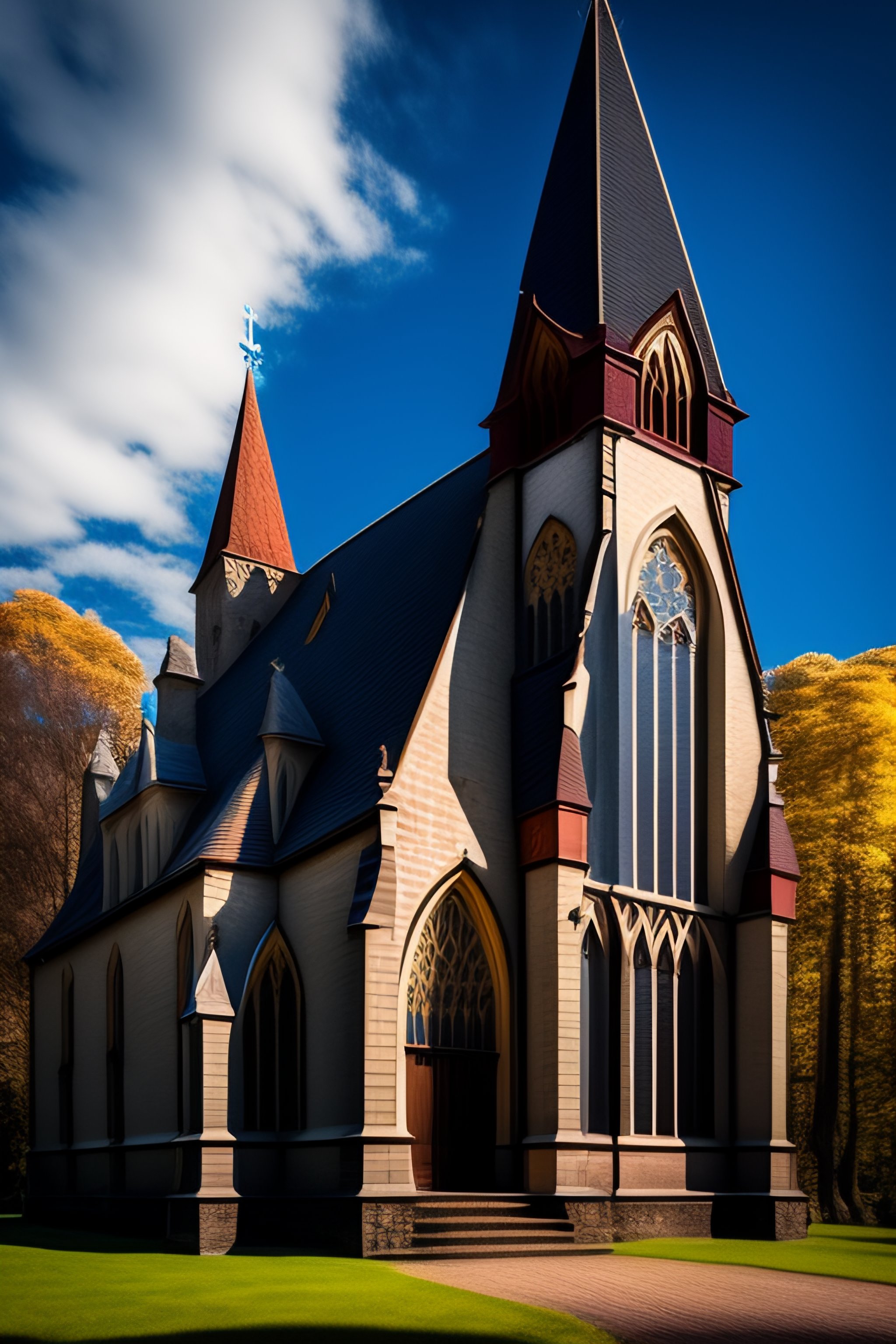 Lexica - GOTHIC CHURCH WITH BRILLIANT STAINED GLASS
