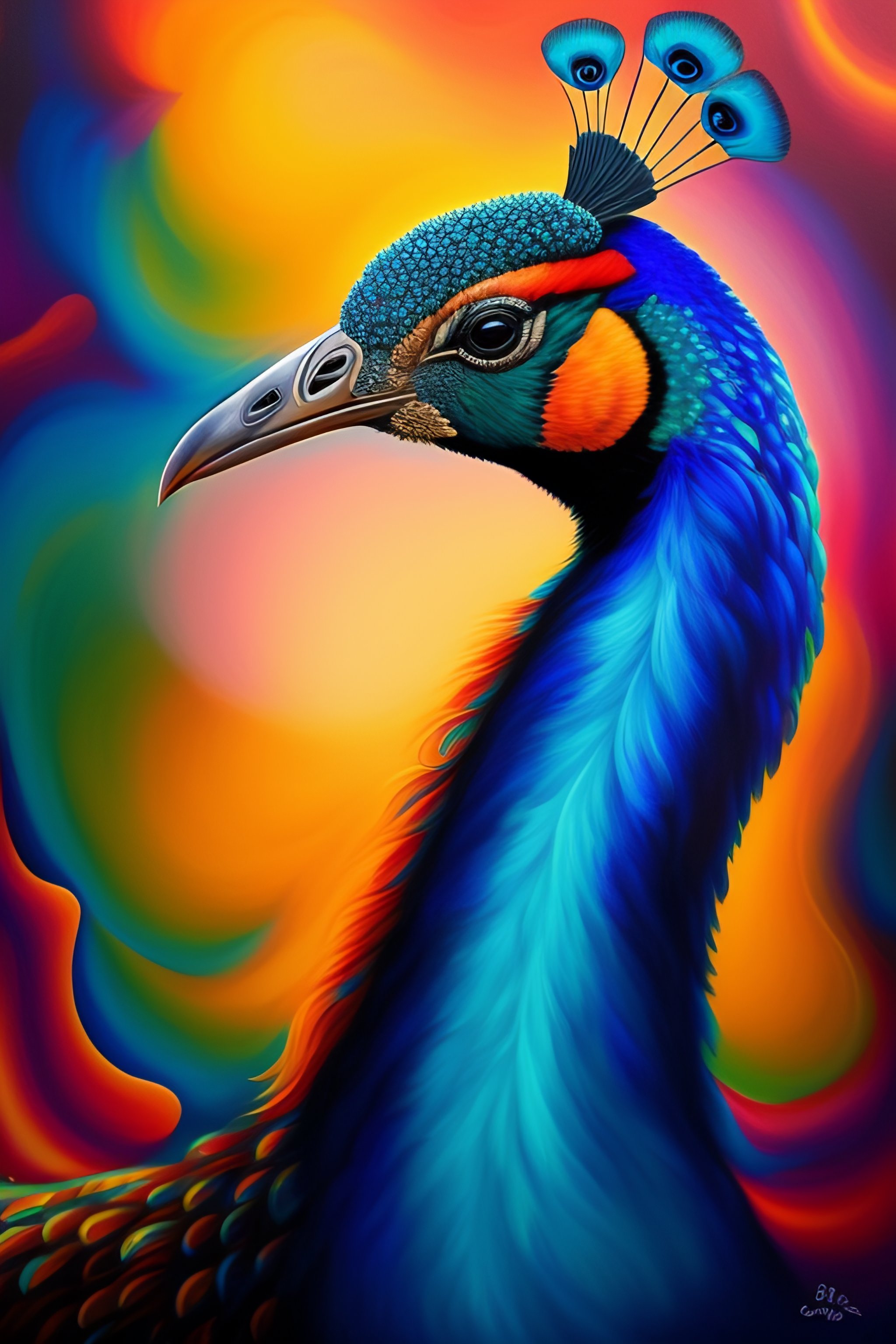 Lexica - Peacock full color painting