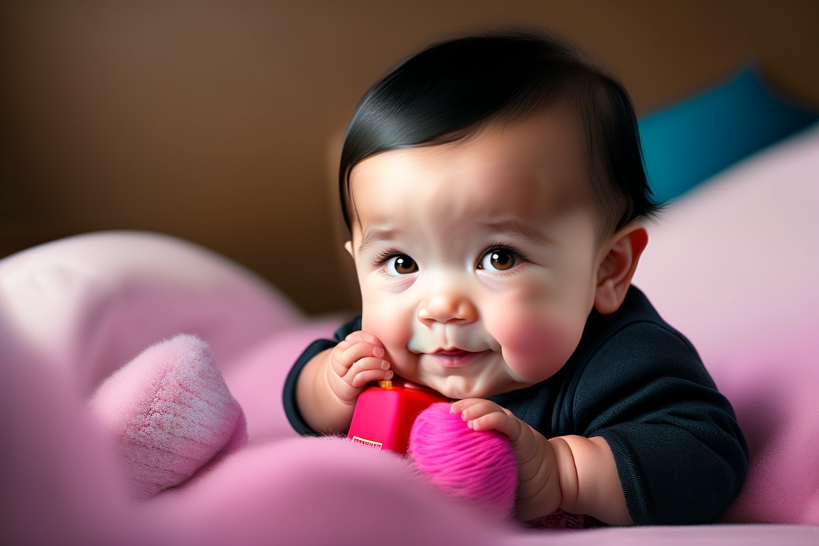 Lexica - A 7-month-old baby with brown eyes, very short brown hair ...