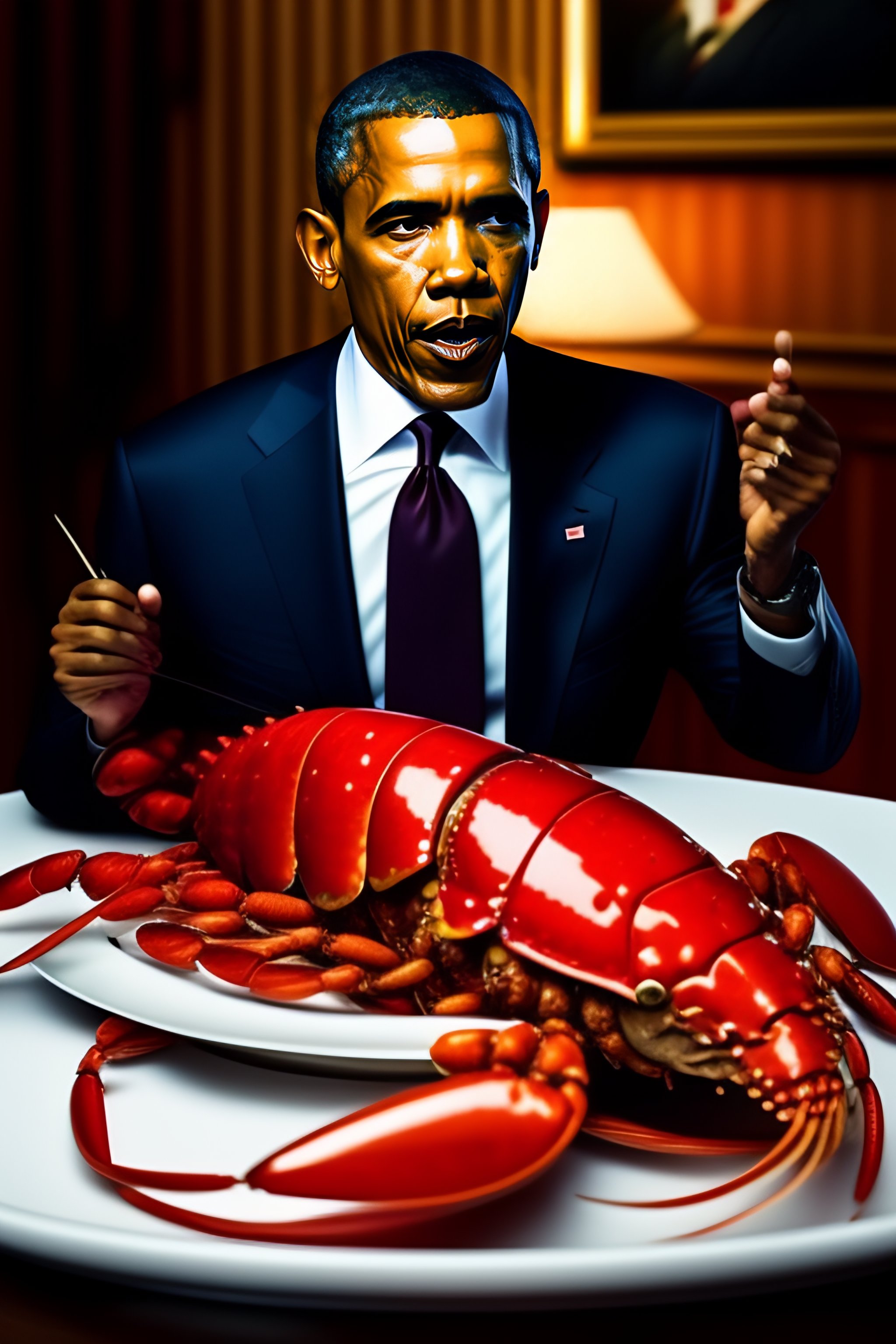 Lexica - Lobster eating obama