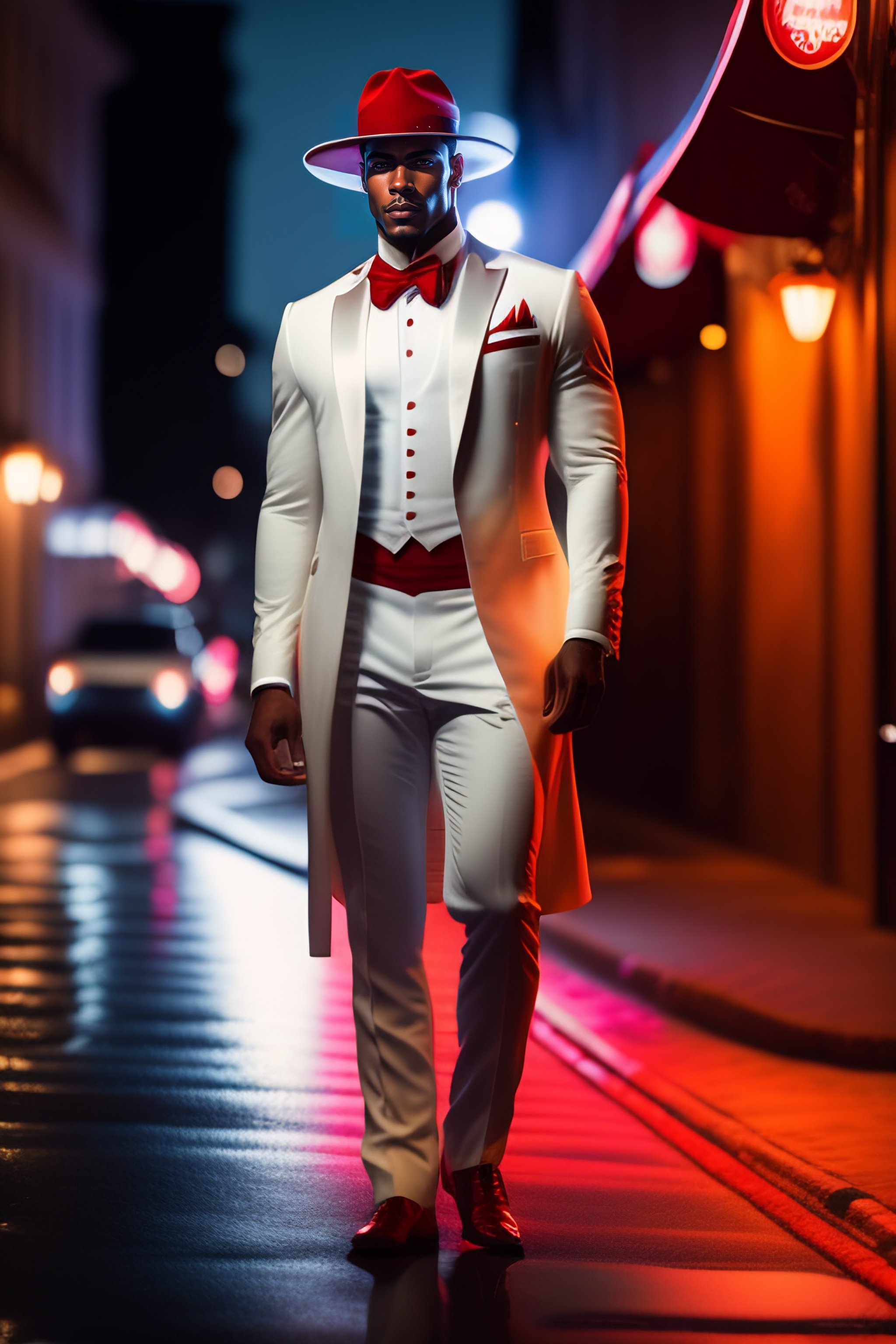Lexica - Beautiful mulatto Brazilian man wearing white suit and red tie ...