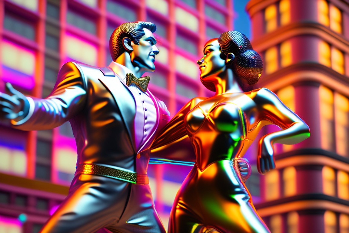 Lexica - Illustrate 1 slim disco man and 1 slim disco woman both ...