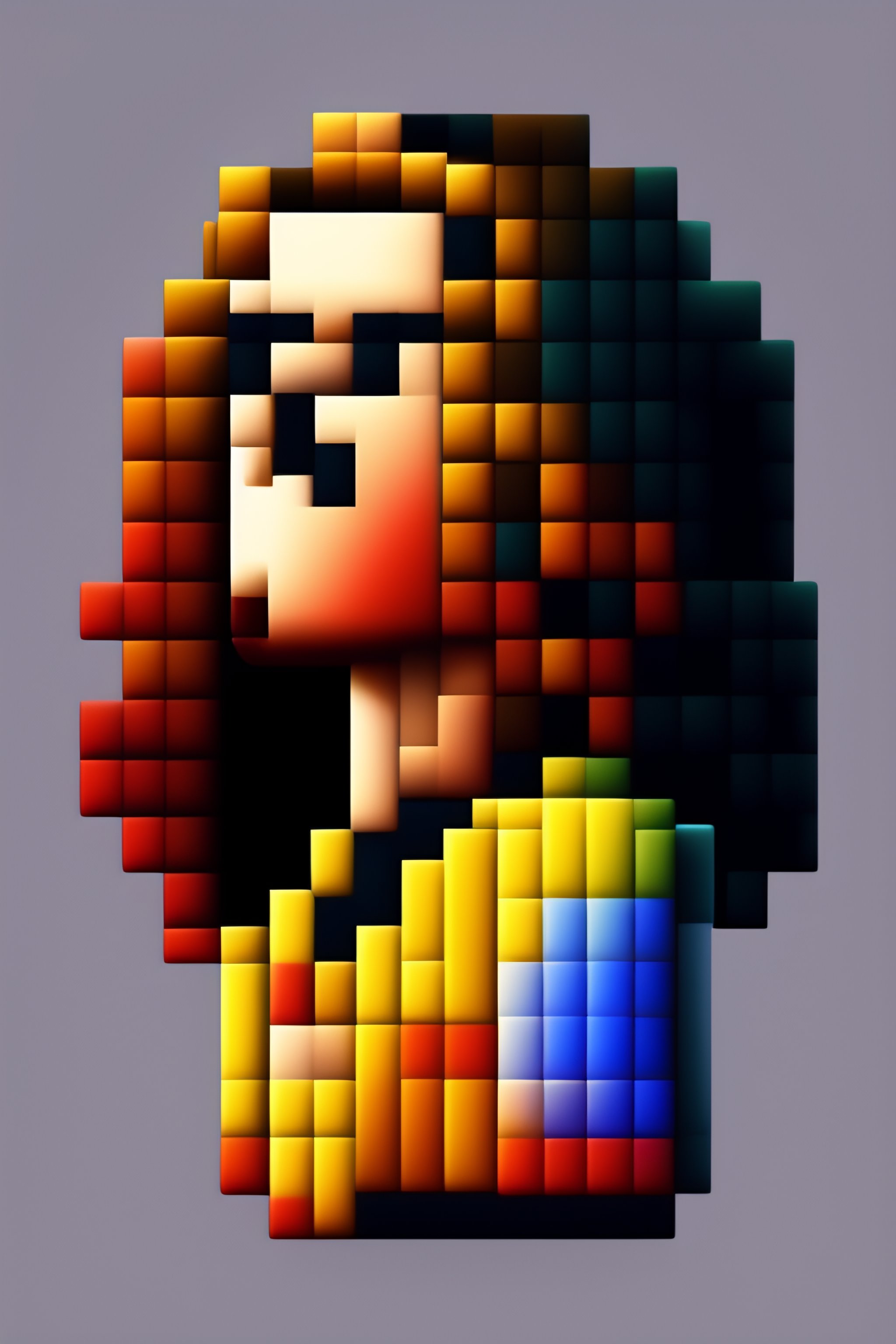 Lexica - Man with long curly hair pixel art good definition