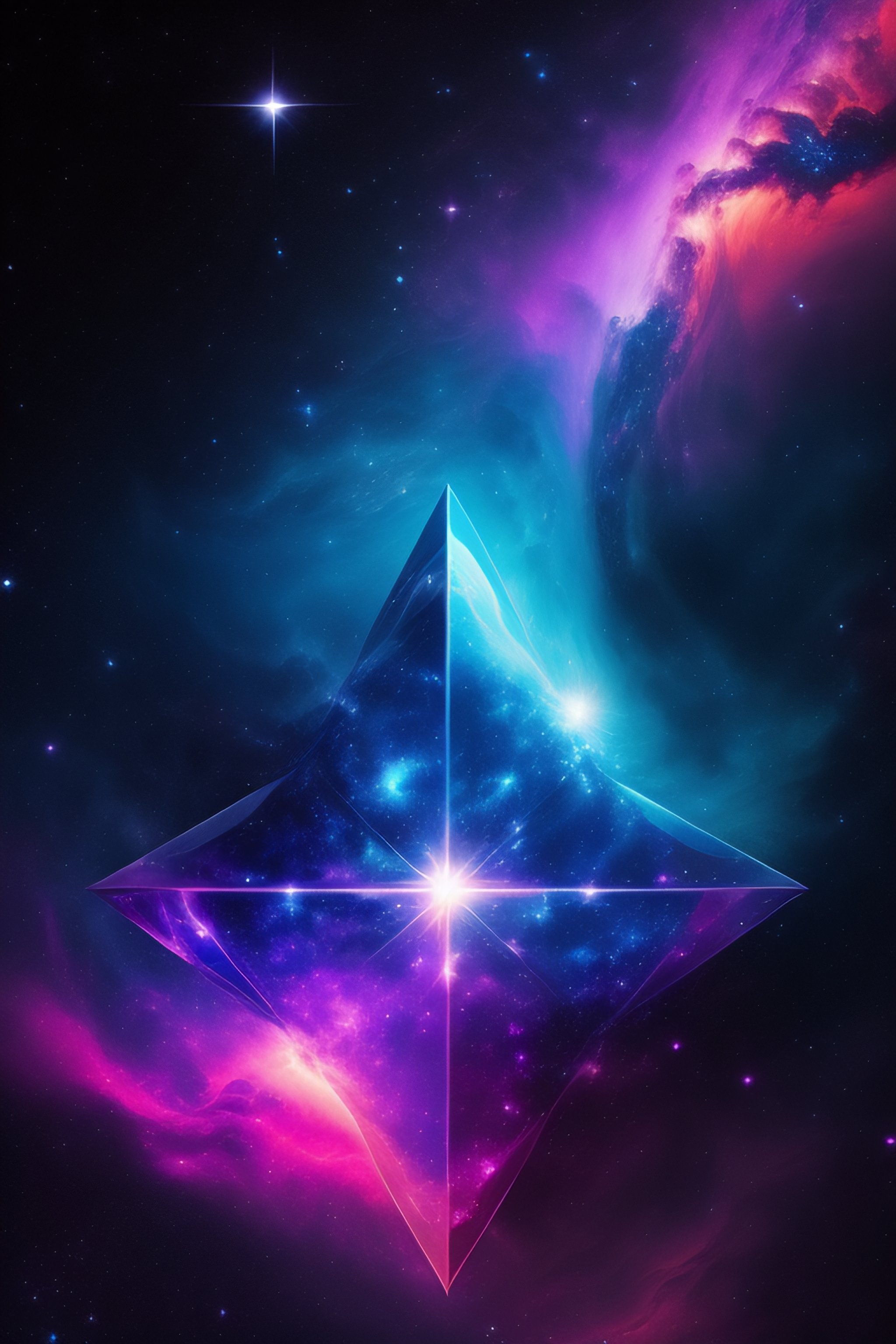 Lexica - Triangles stars on a space nebula blue and pink