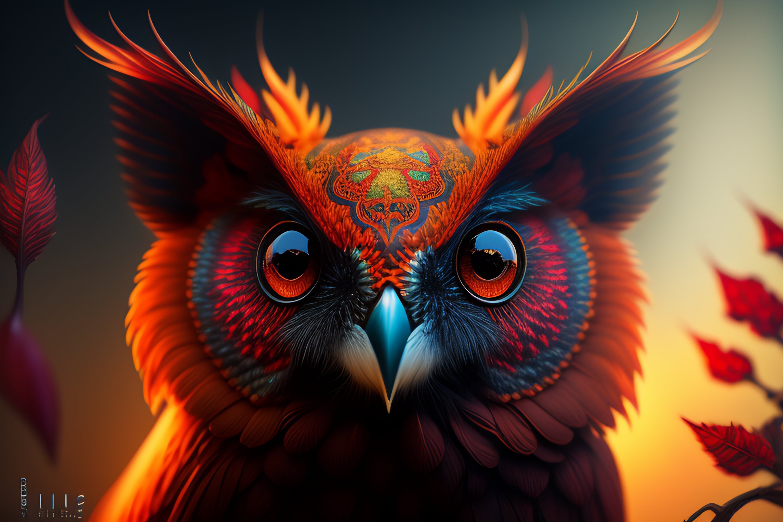 Lexica - Painting of hybrid between spider & red owl, intercrossed ...