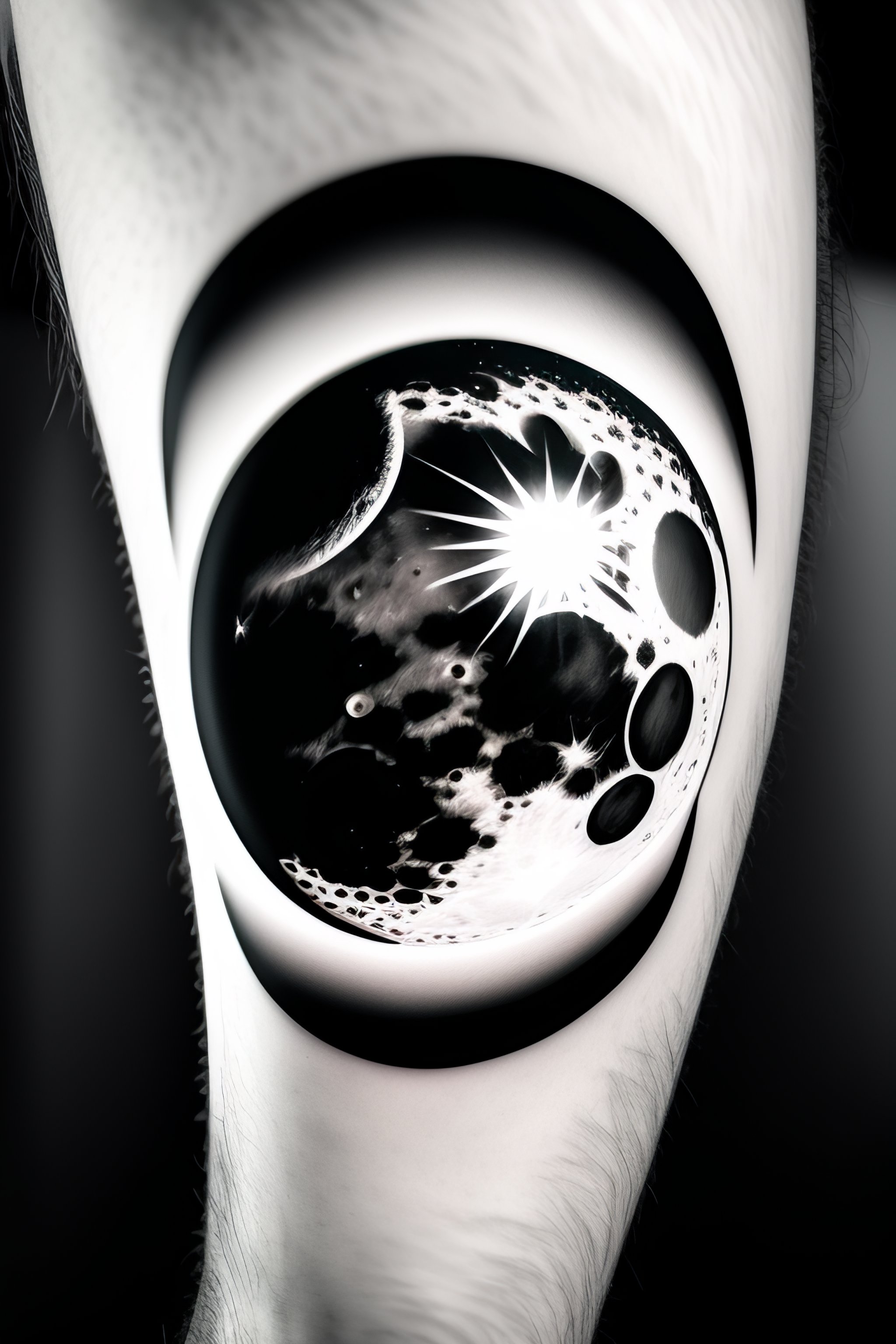 Lexica - Moon tattoo black and white, minimalist