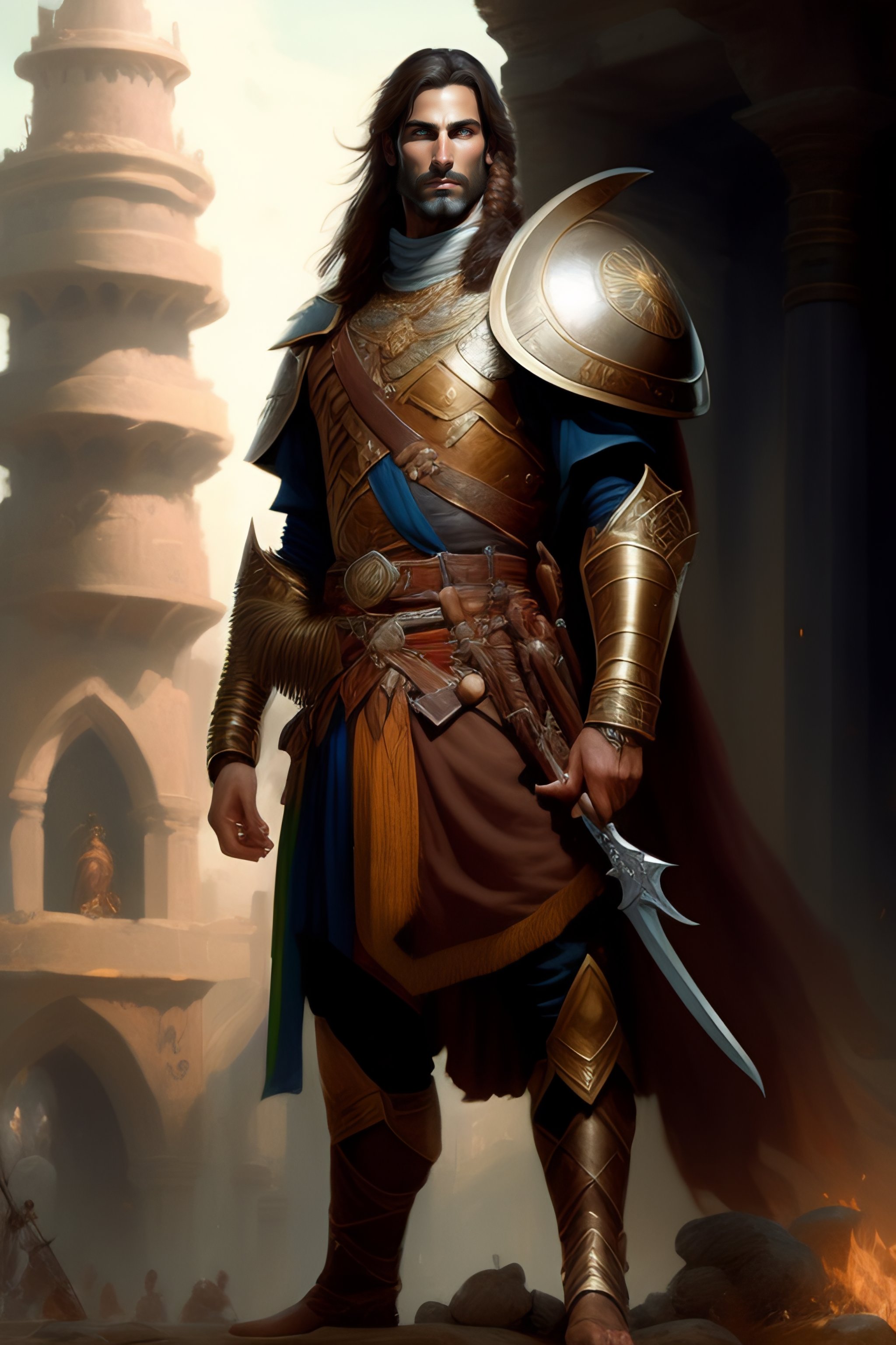 Lexica - Full body picture of a male israeli warrior short length brown ...